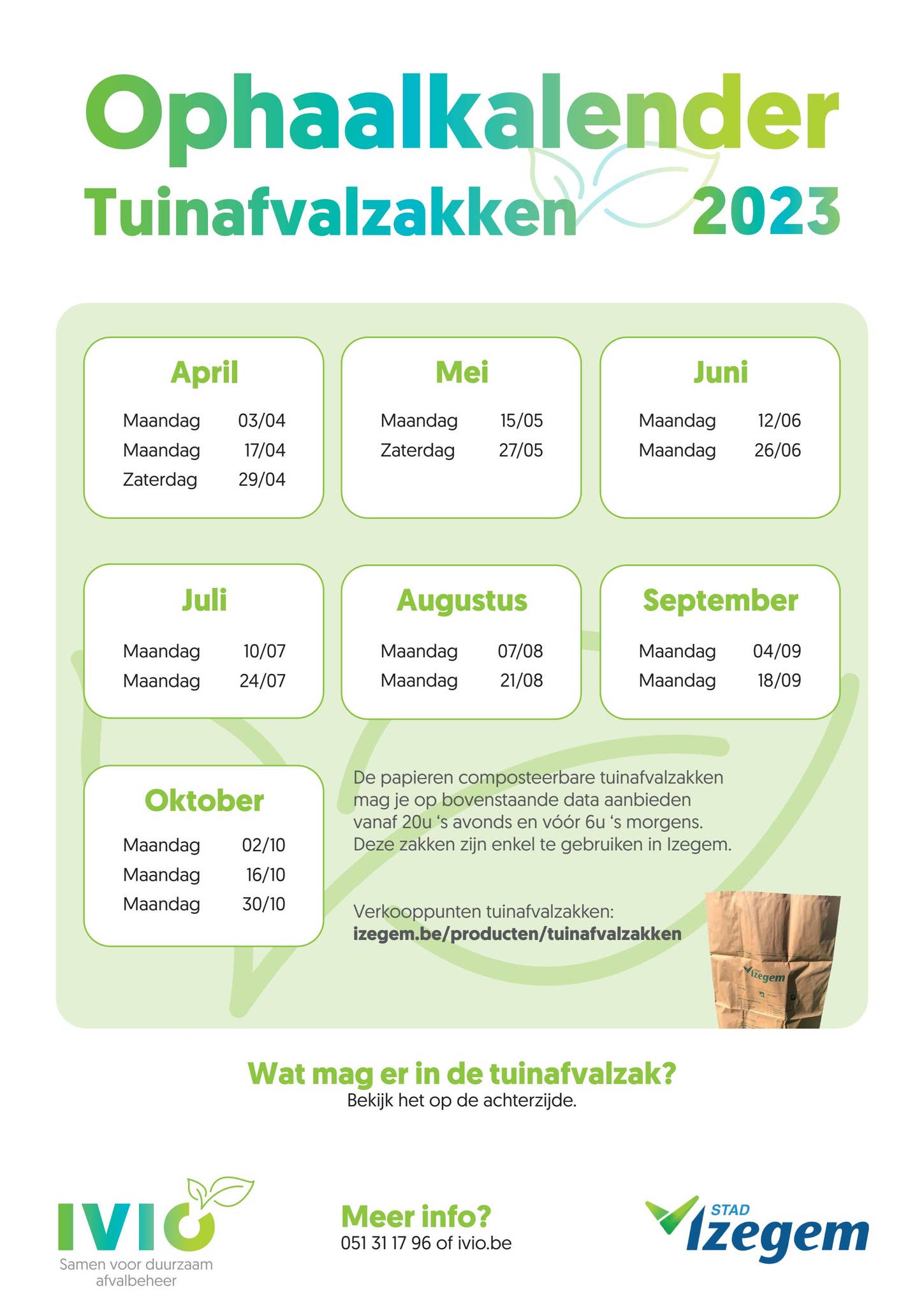 Ophaalkalender tuinafvalzakken Izegem by IVIO - Issuu