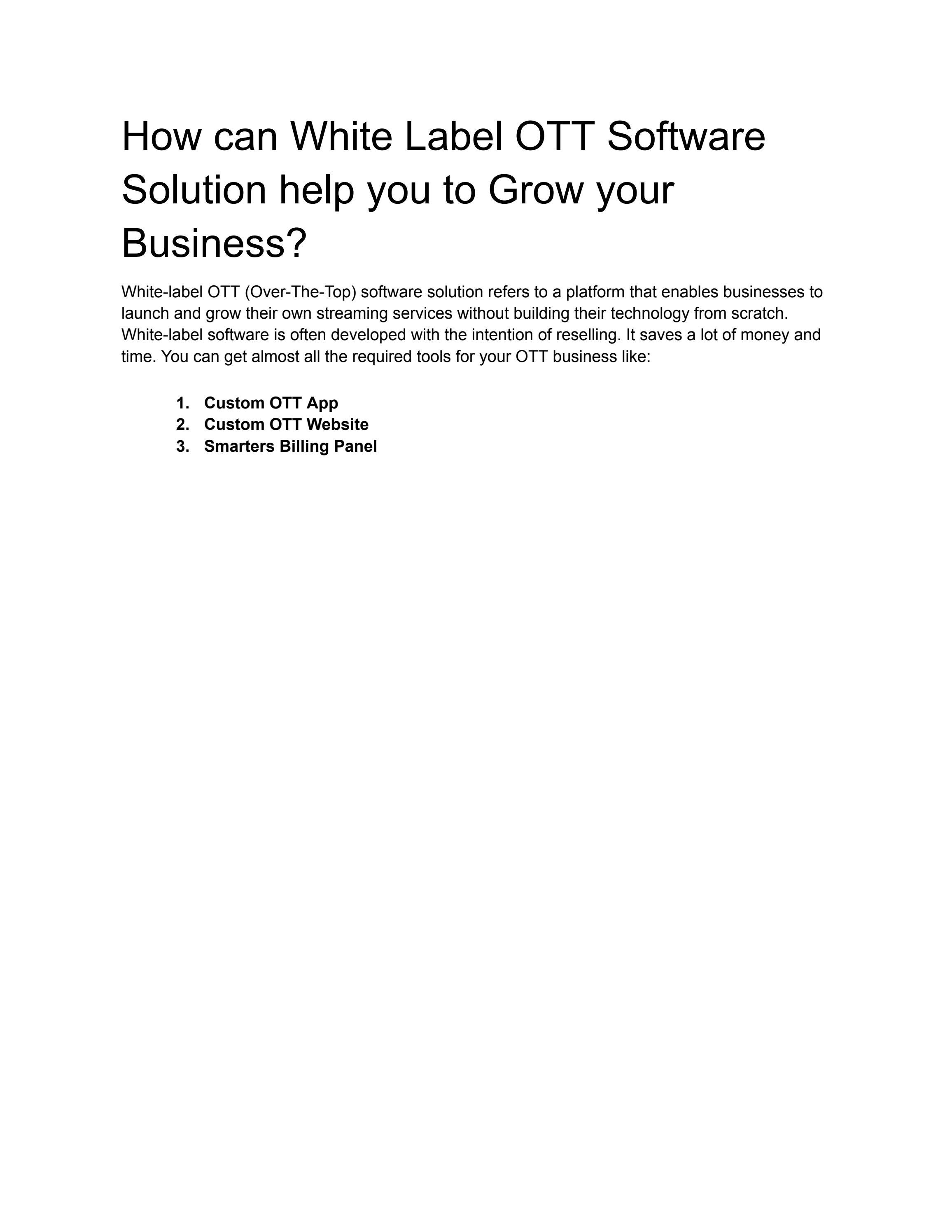 How Can White Label OTT Software Solution help you to Grow your Business by techsmarters - Issuu