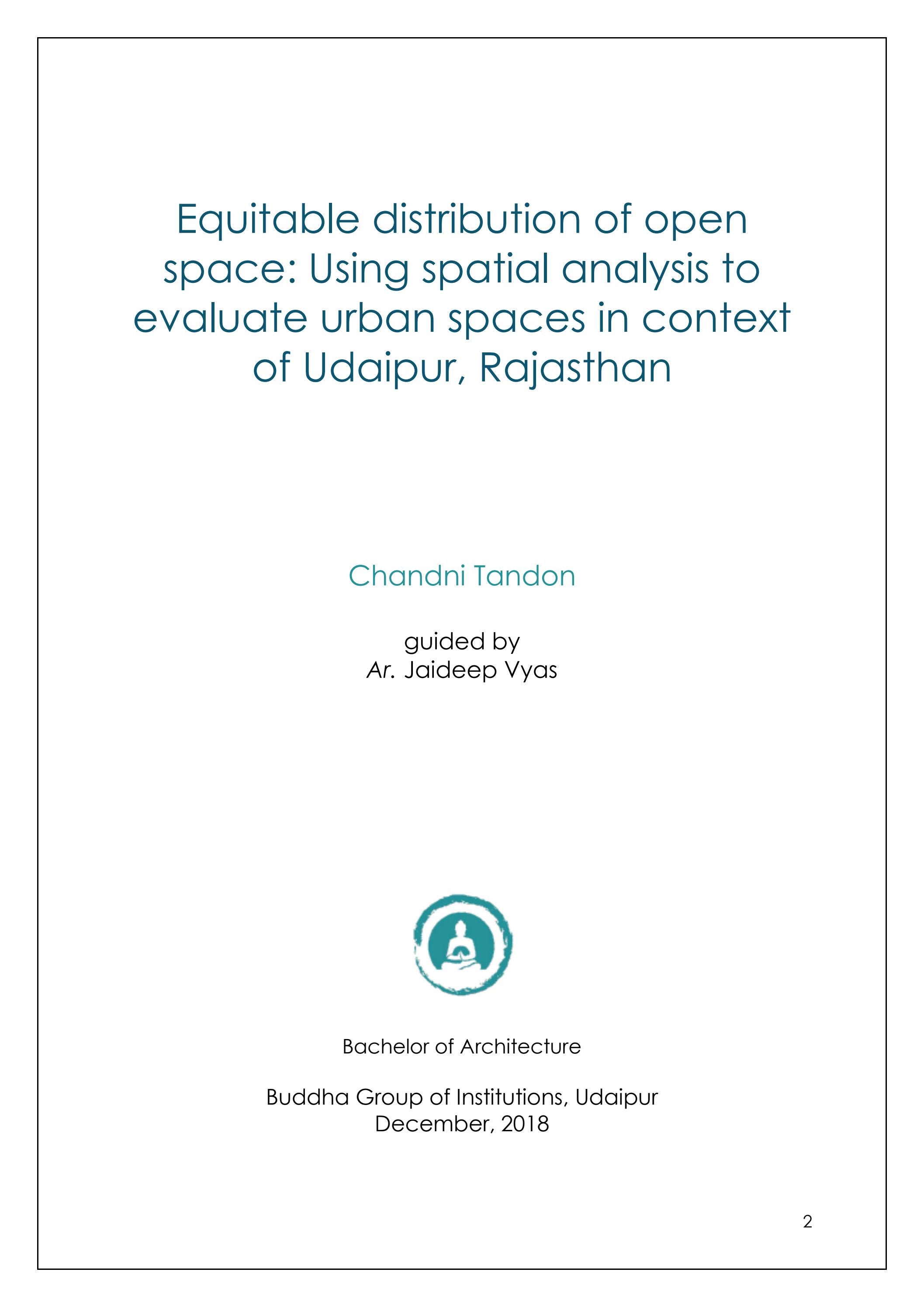 Dissertation on Equitable Space Distribution of Open Spaces by Chandni ...