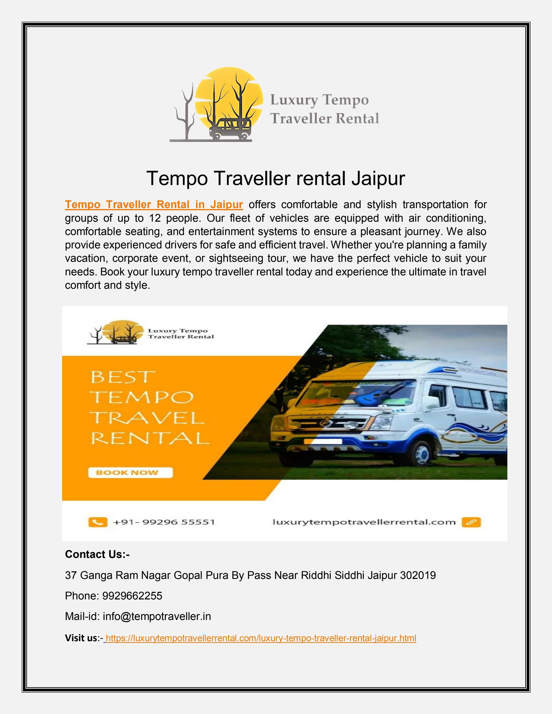 Tempo Traveller rental Jaipur by luxurytempotravellerrental - Issuu
