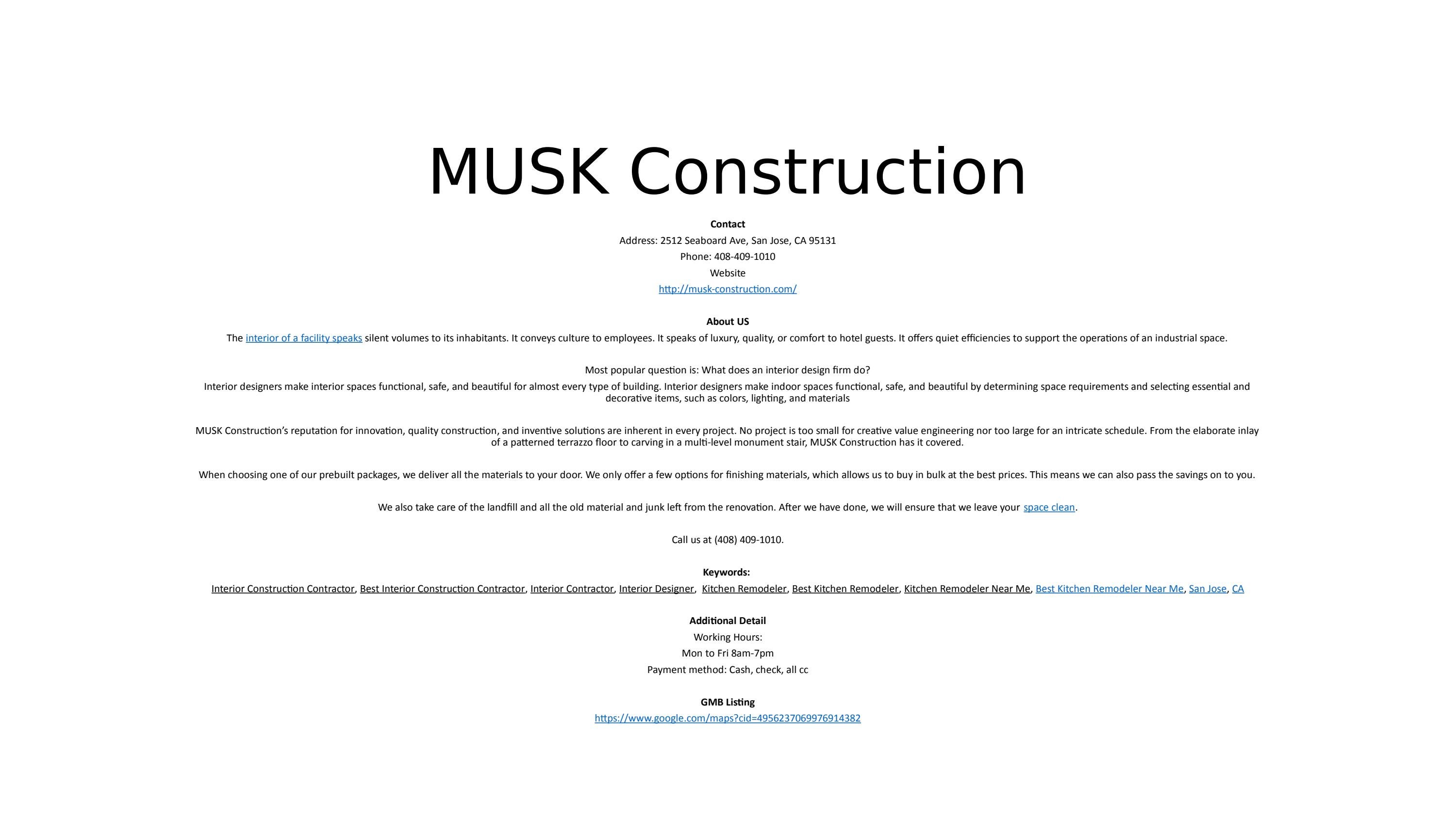 MUSK Construction by MUSK Construction - Issuu