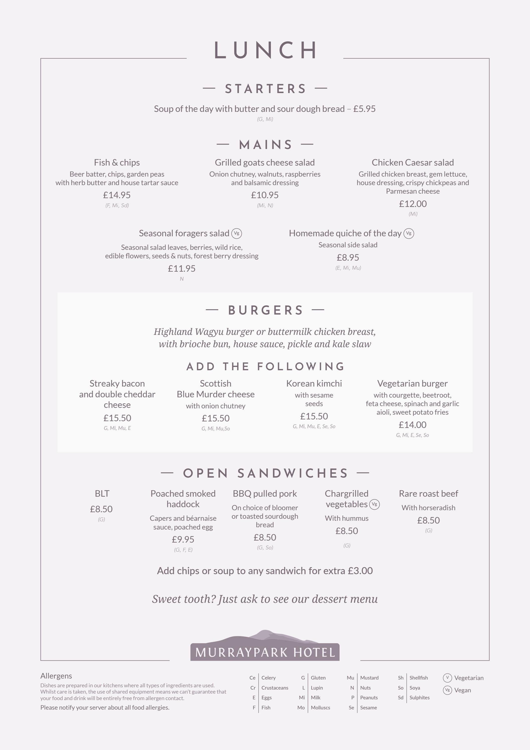 Murrarypark Hotel Lunch Menu by Crieff Hydro - Issuu