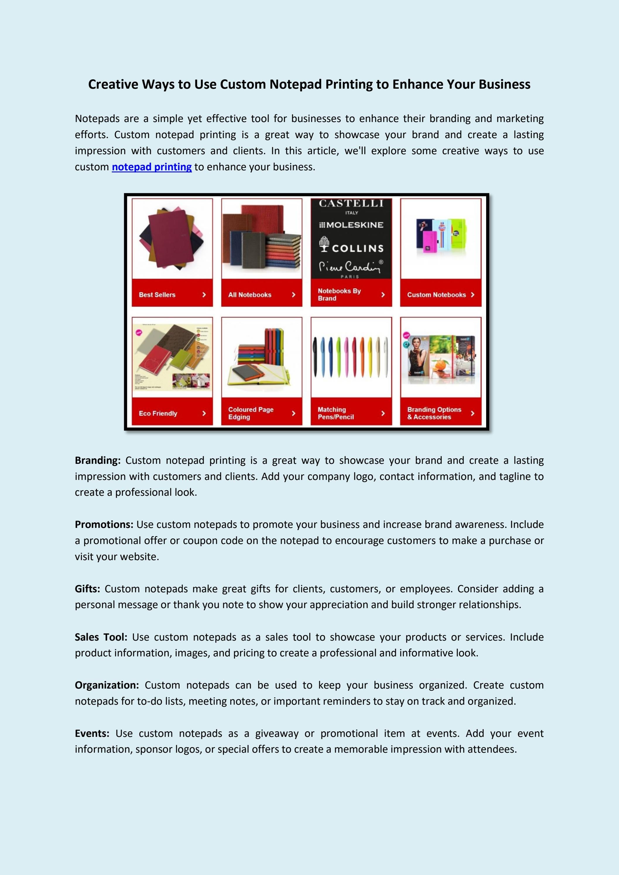 Creative Ways to Use Custom Notepad Printing to Enhance Your Business ...