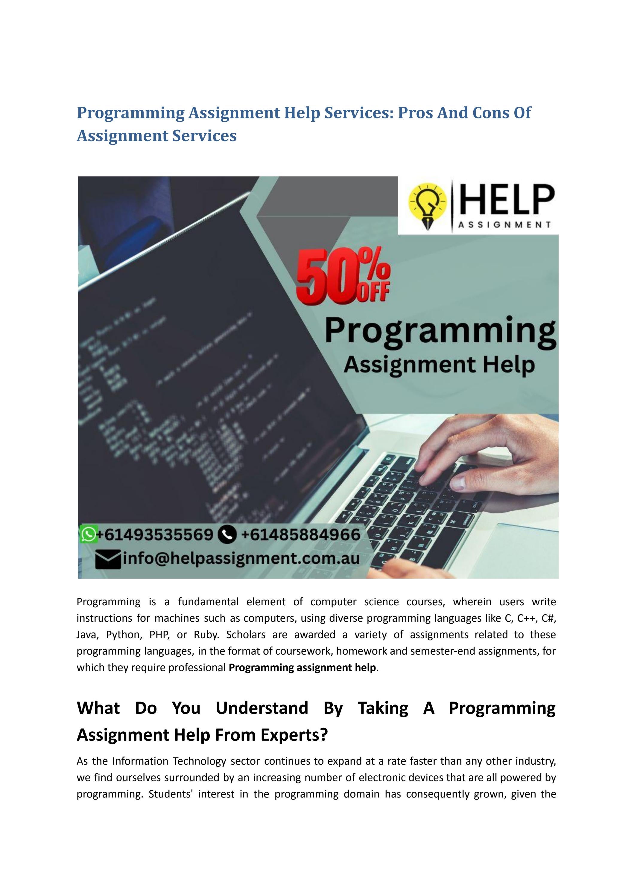 Programming Assignment Help Services: Pros And Cons Of Assignment Services by William Jones - Issuu