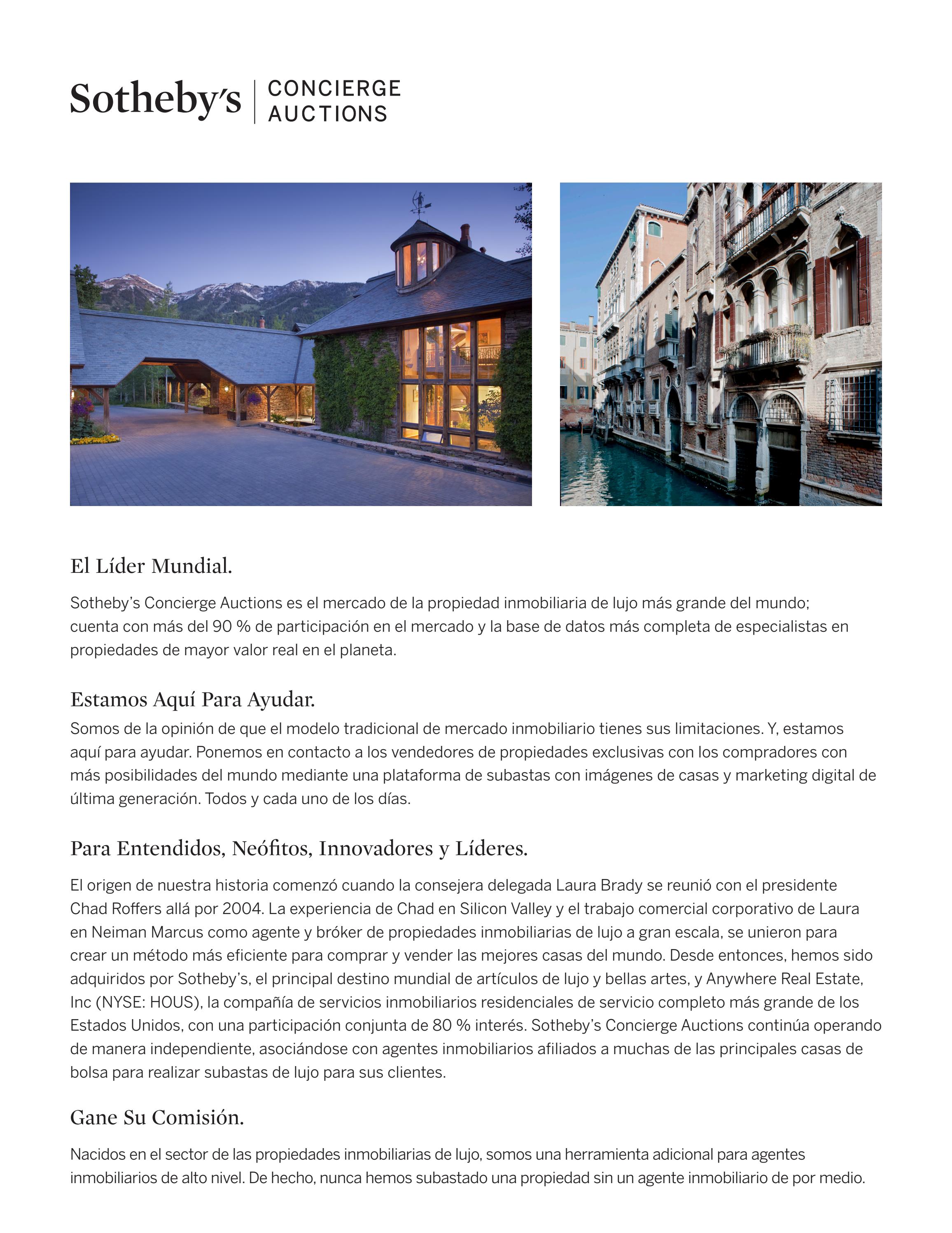 Sotheby's Concierge Auctions | Agent Onesheet Spanish by Sotheby's ...