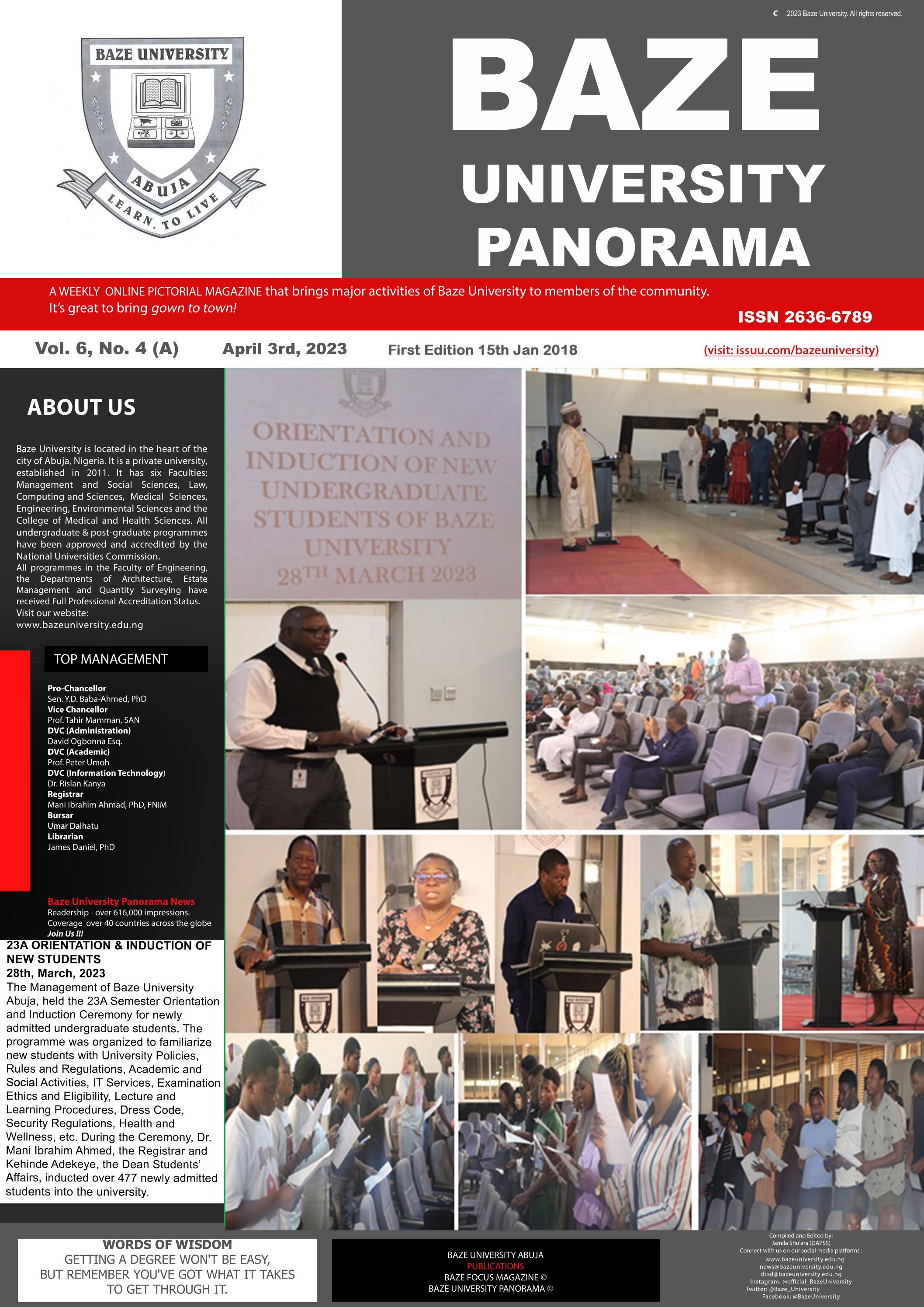 BAZE UNIVERSITY PANORAMA NEWS (3rd April 2023) by Baze University - Issuu