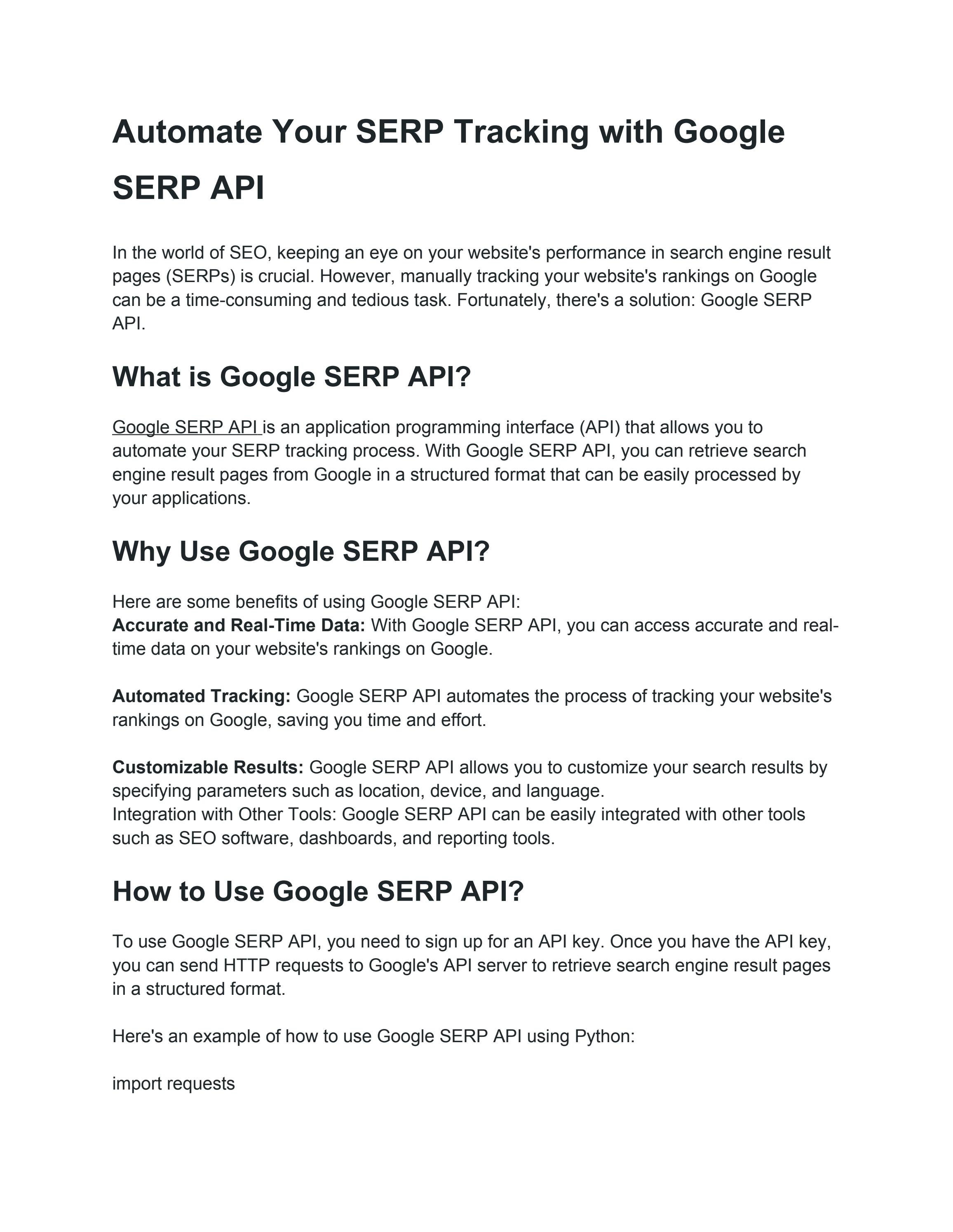 Automate the SERP Tracking With Google SERP API by SERP Sujit - Issuu