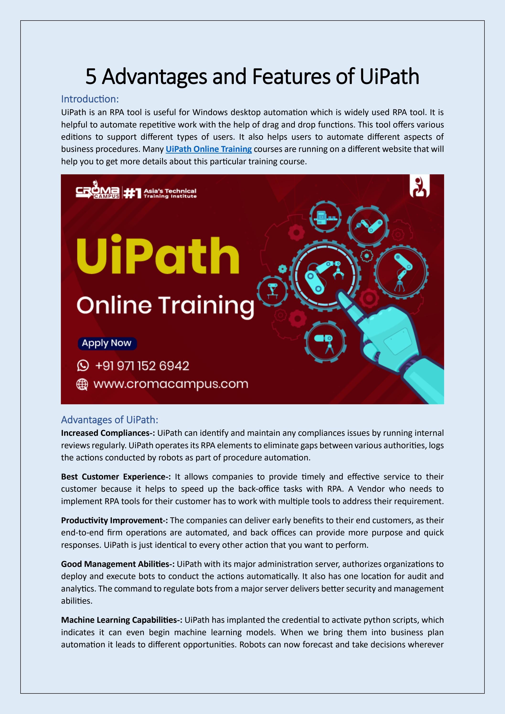 5 Advantages and Features of UiPath by cromacampuseducation - Issuu
