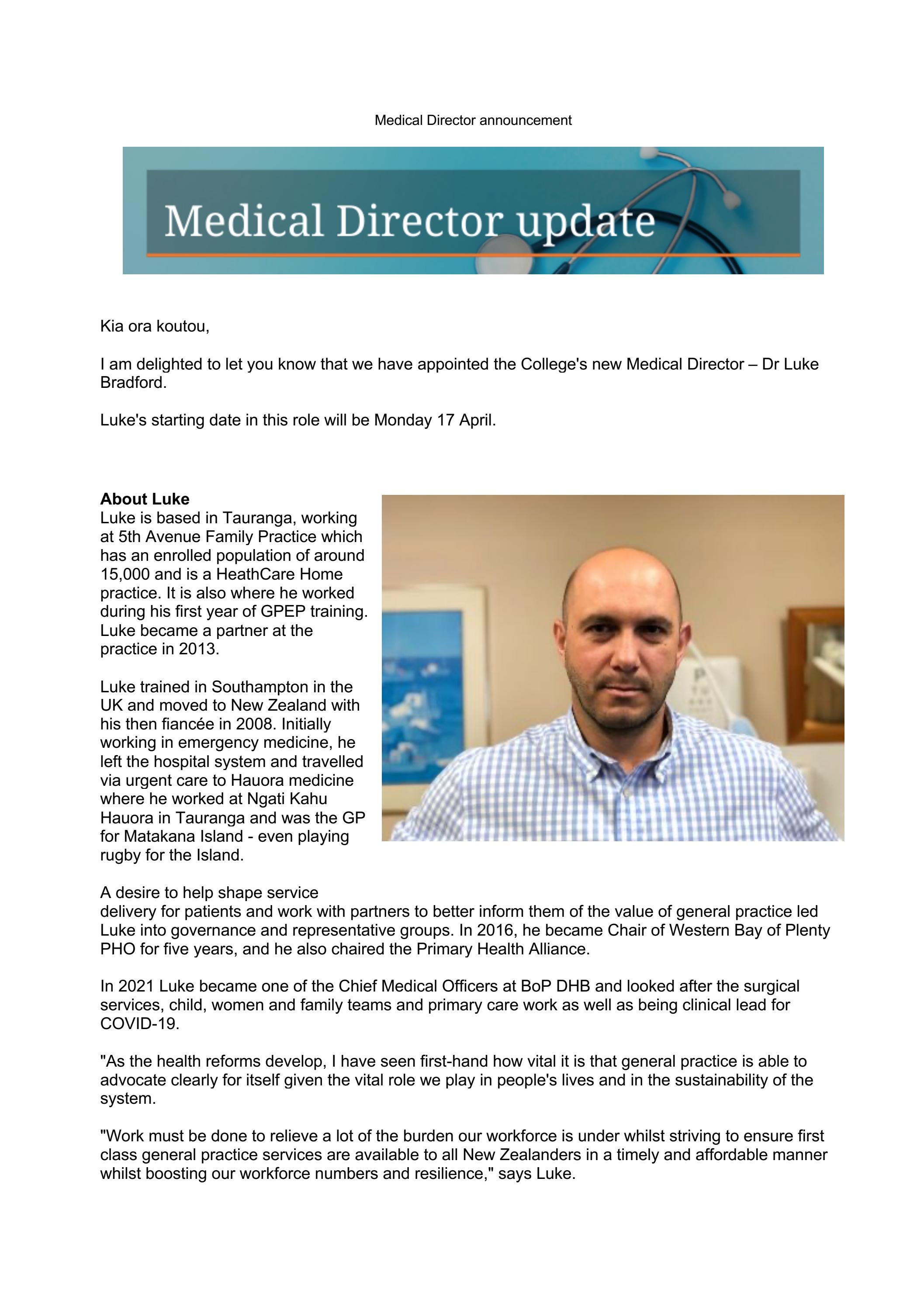 Medical Director announcement by WBOP PHO - Issuu
