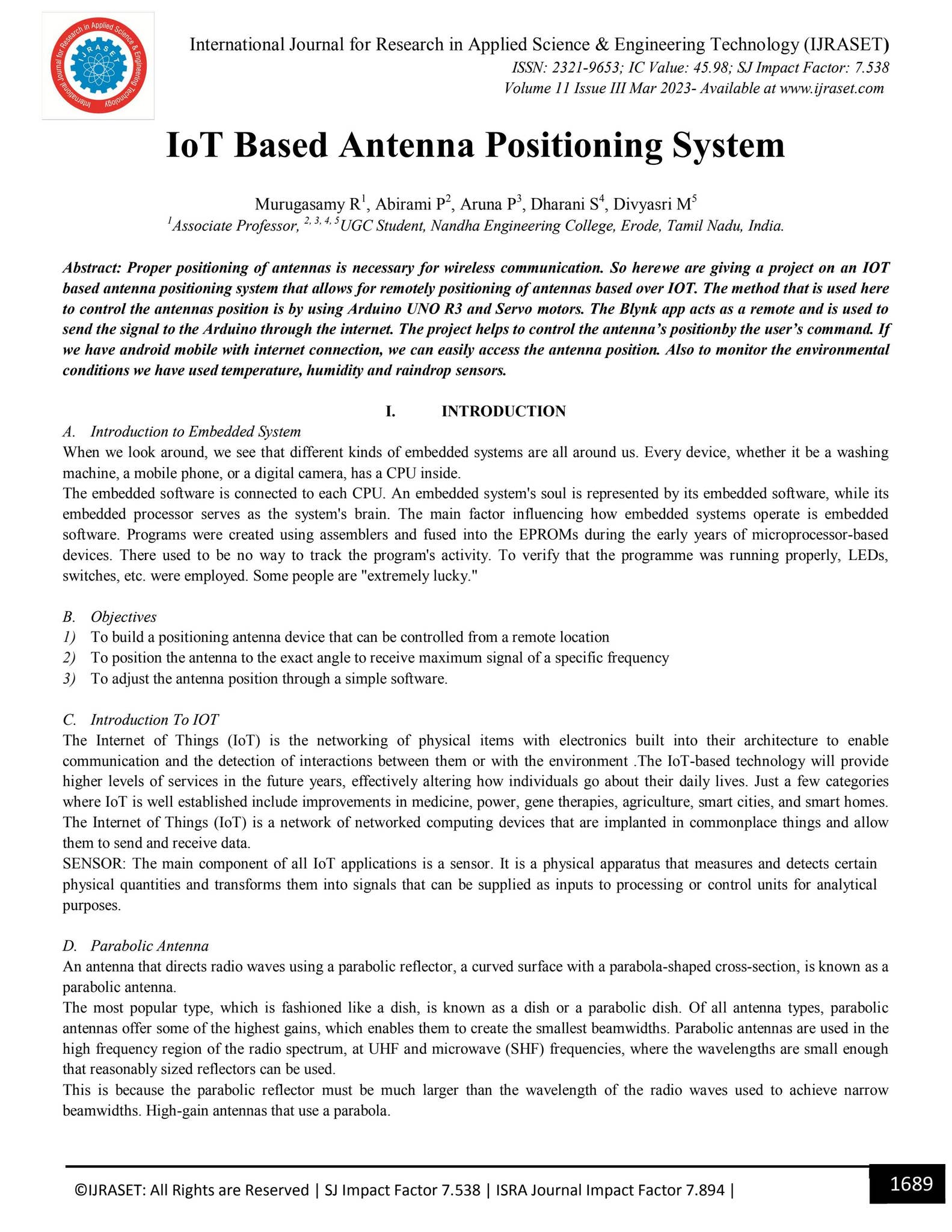 IoT Based Antenna Positioning System by IJRASET - Issuu