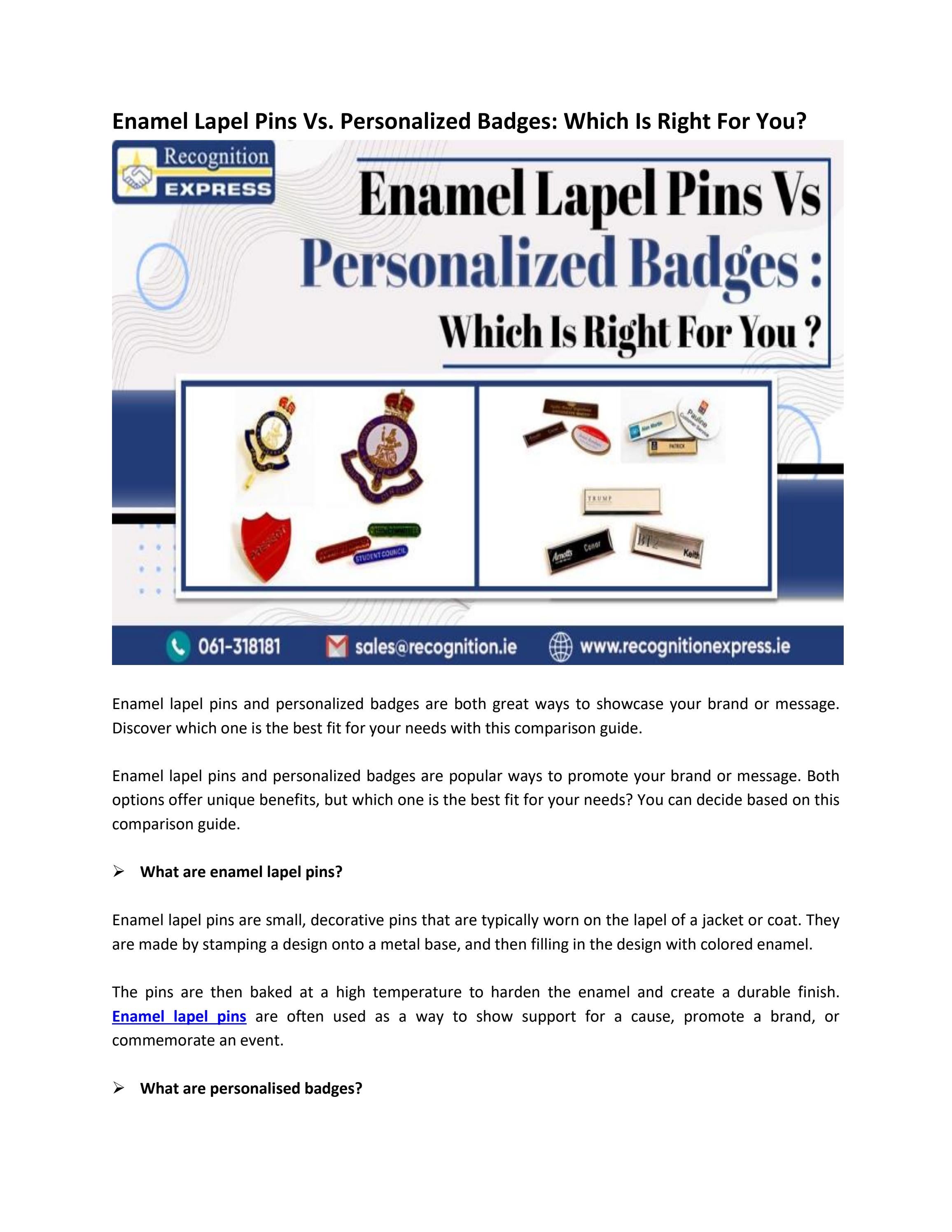 Enamel Lapel Pins Vs. Personalized Badges: Which Is Right For You? by ...