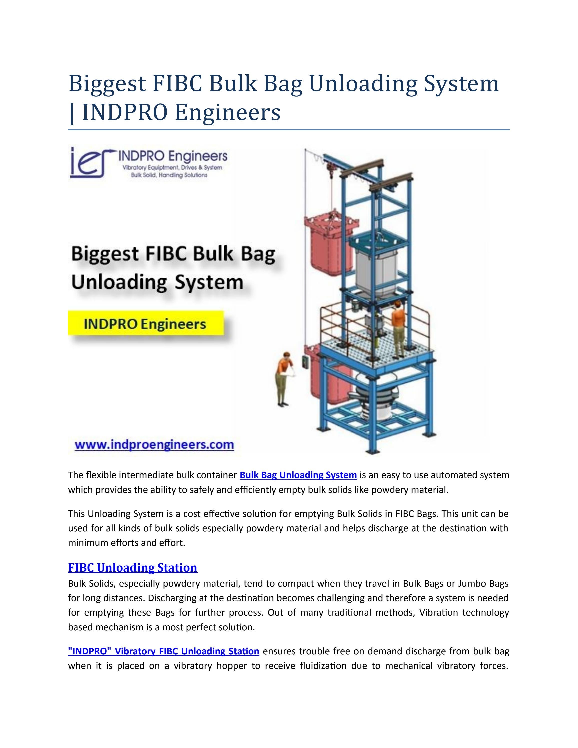 Biggest FIBC Bulk Bag Unloading System | INDPRO Engineers by Indpro ...