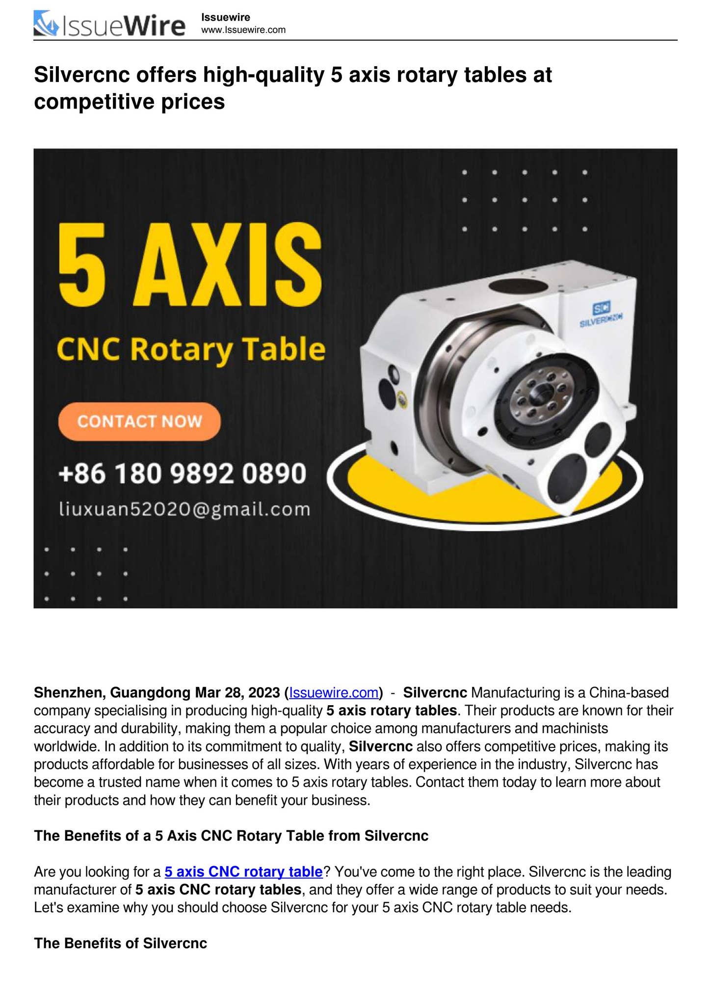 Silvercnc offers high-quality 5 axis rotary tables at competitive ...