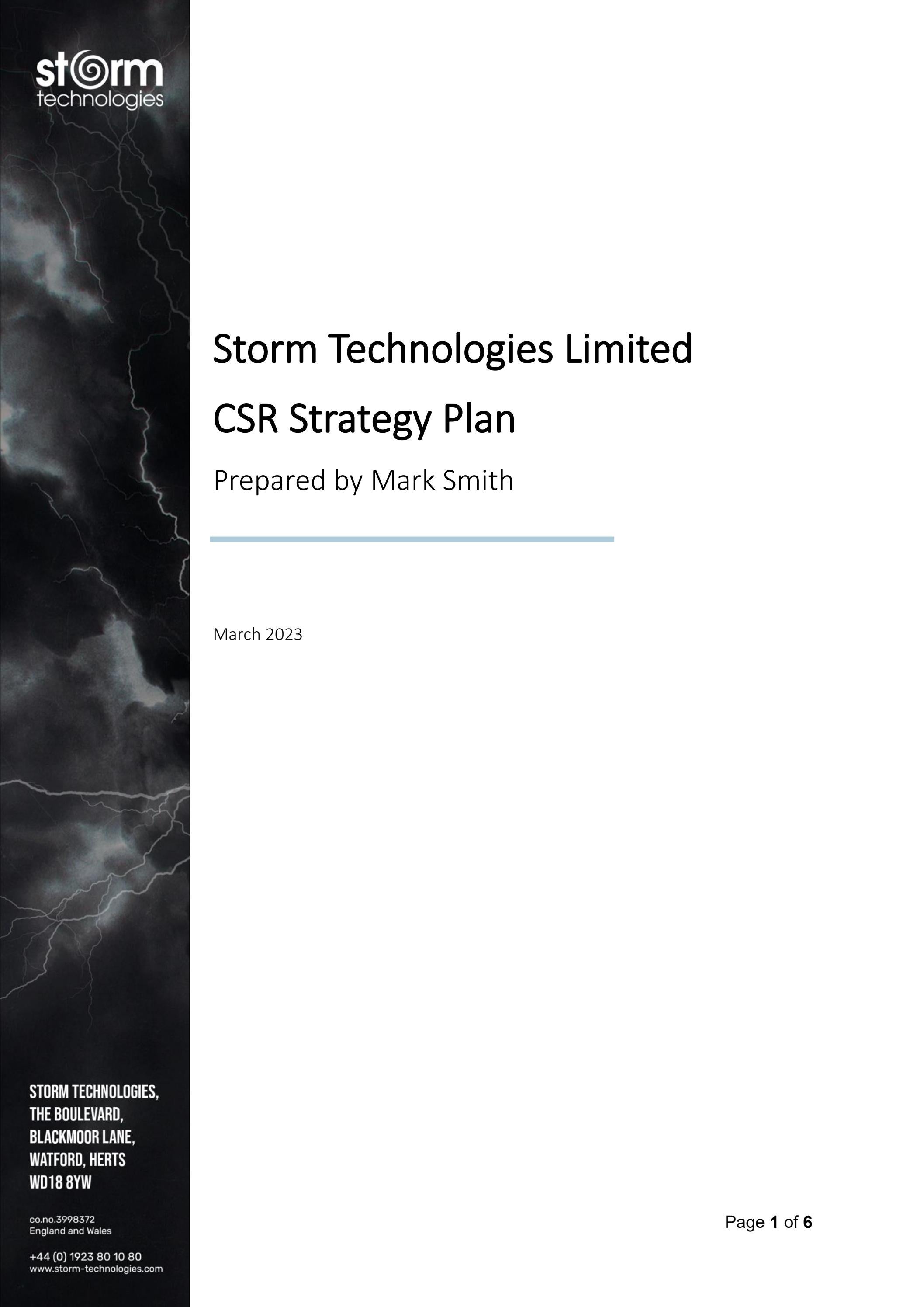 CSR Strategy Plan by Storm Technologies Ltd - Issuu