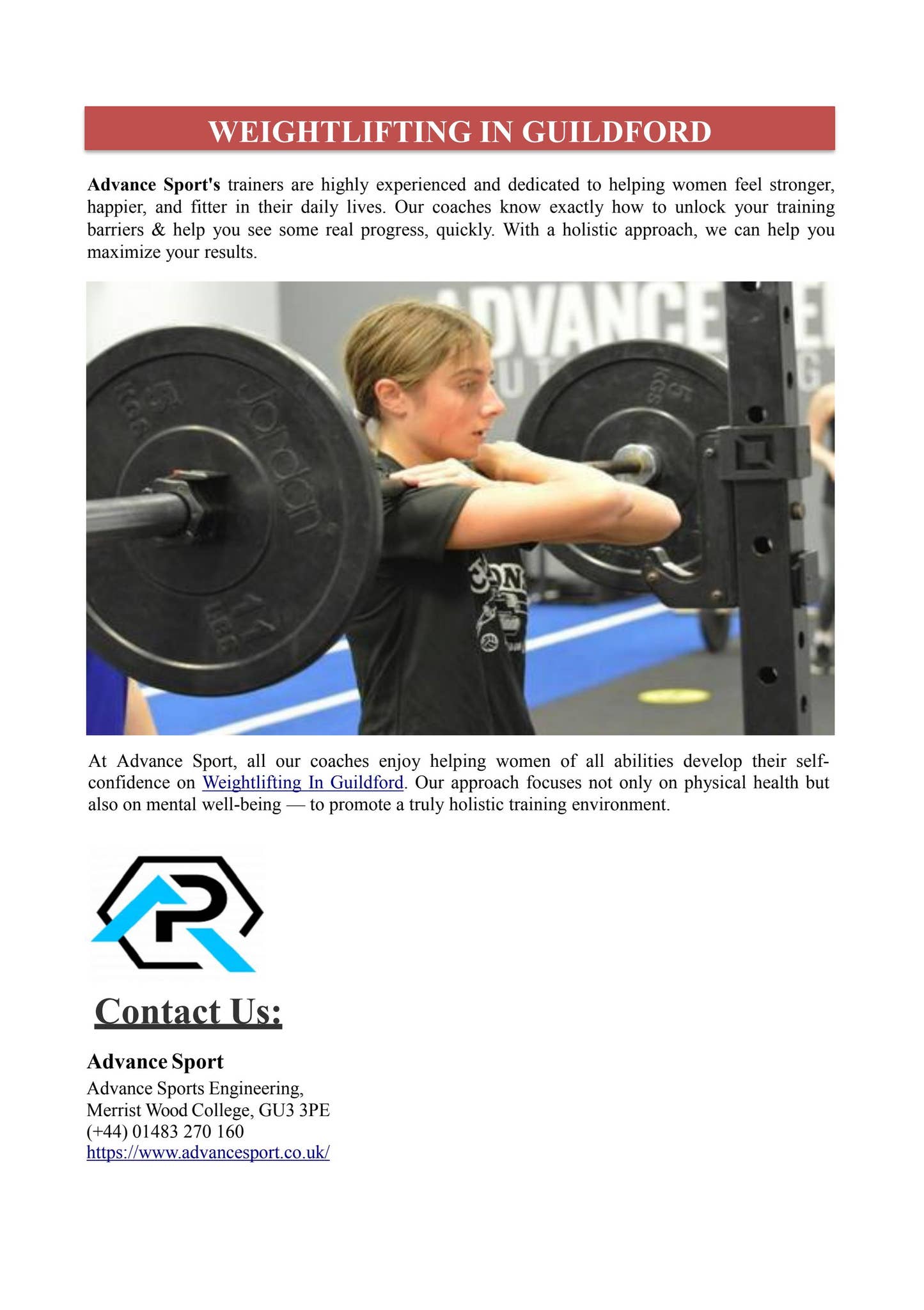 Weightlifting In Guildford by Advance Sport - Issuu