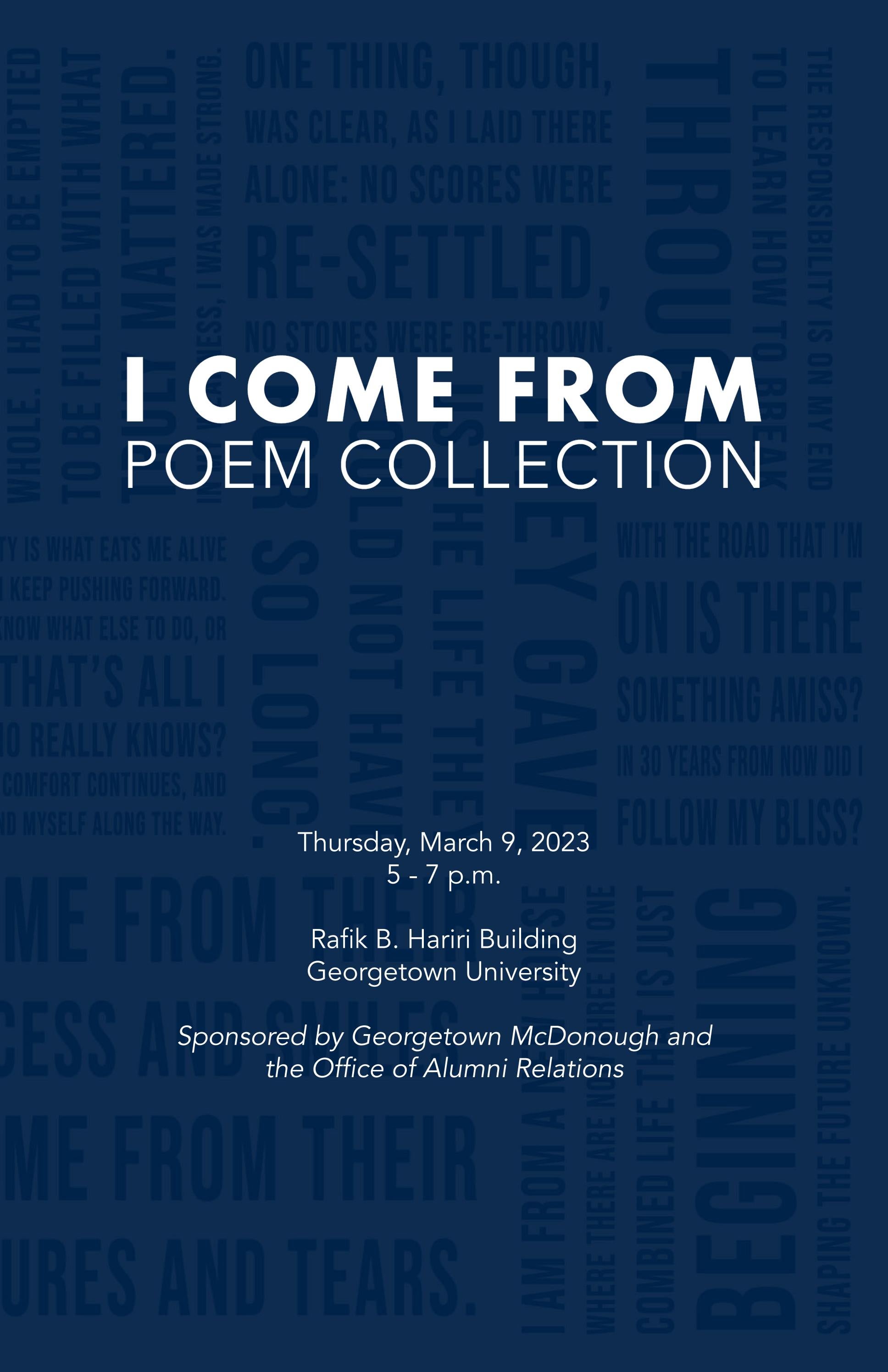 I Come From Poem Collection by Georgetown University McDonough School ...