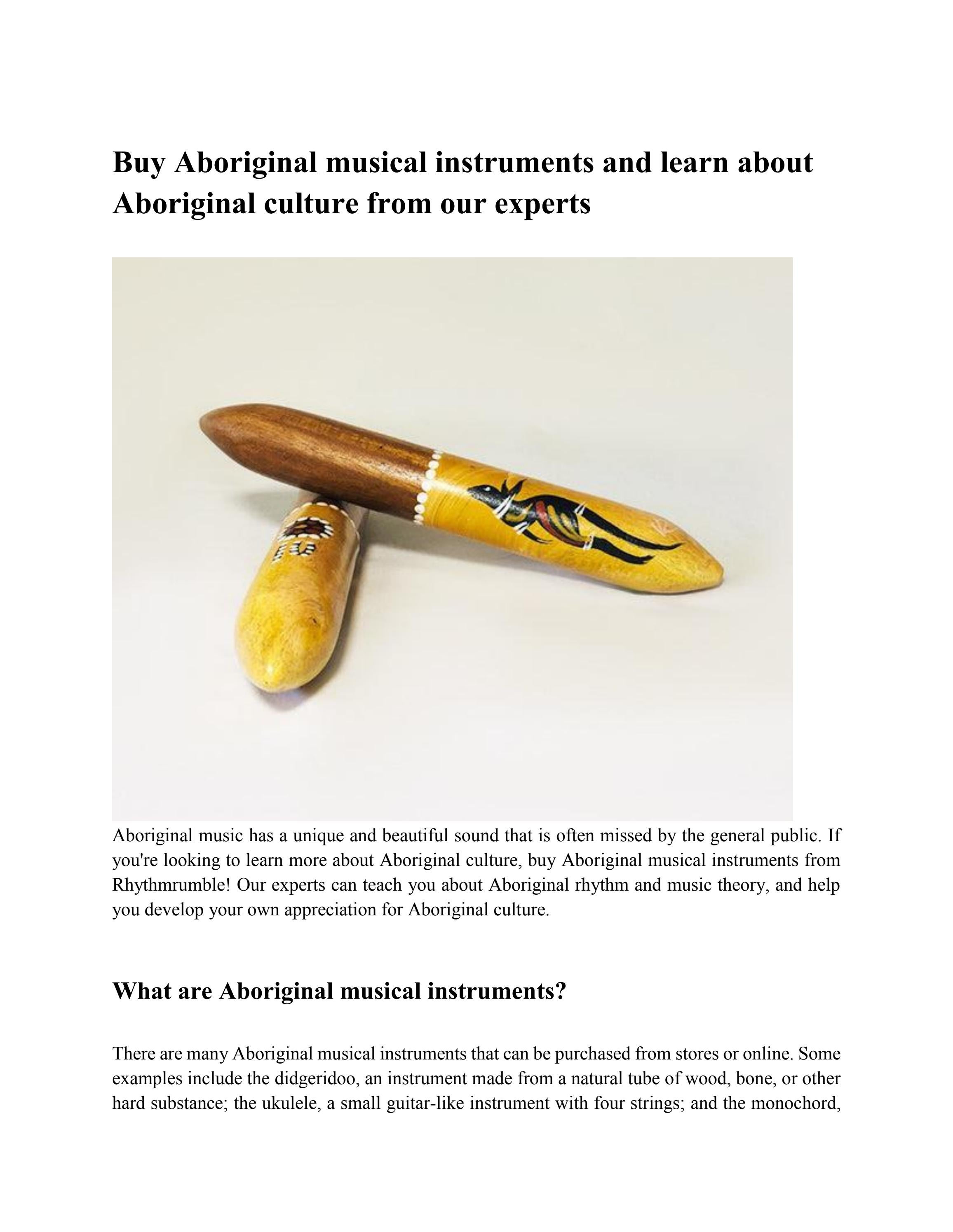 Buy Aboriginal musical instruments and learn about Aboriginal culture ...