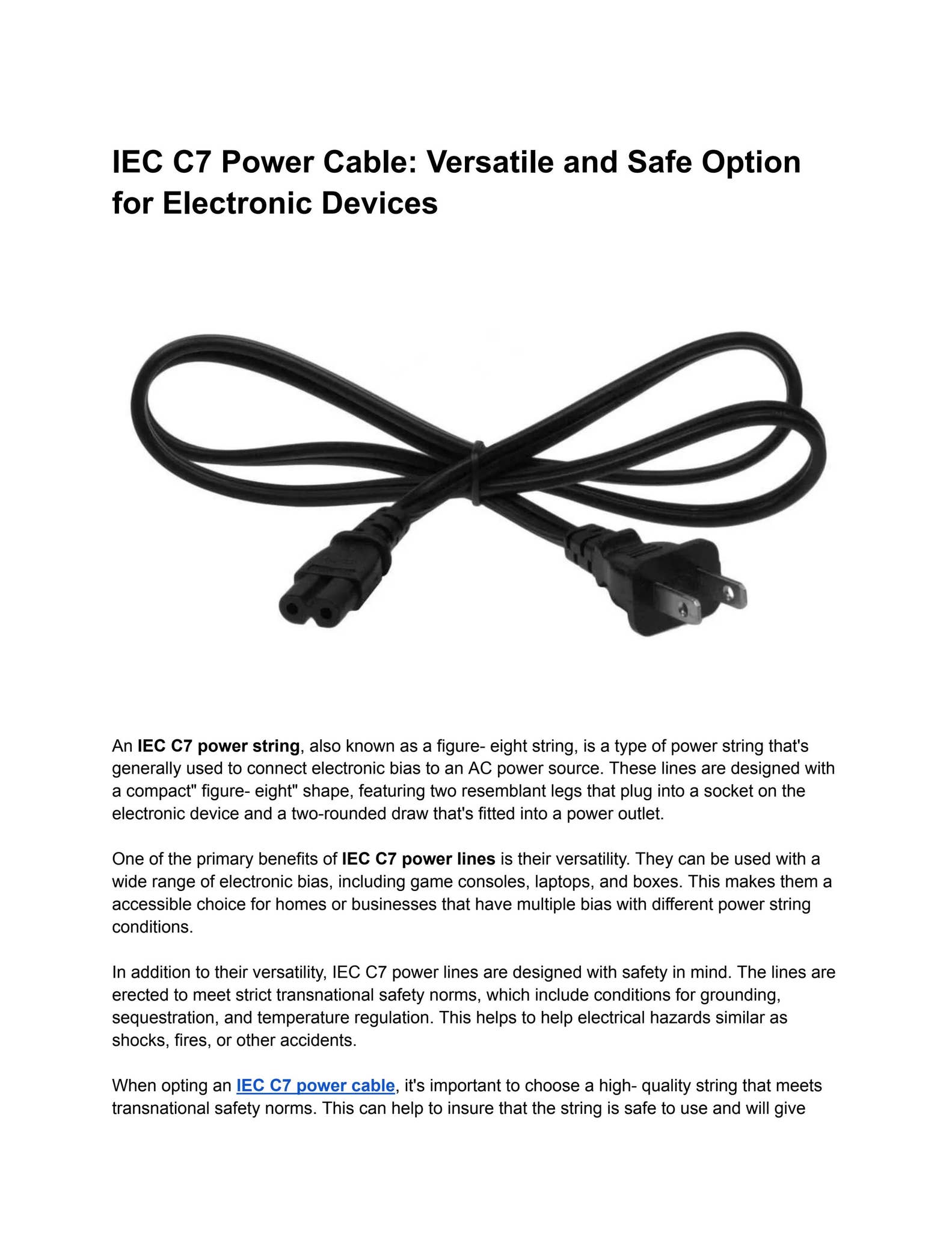 IEC C7 Power Cable: Versatile and Safe Option for Electronic Devices by ...