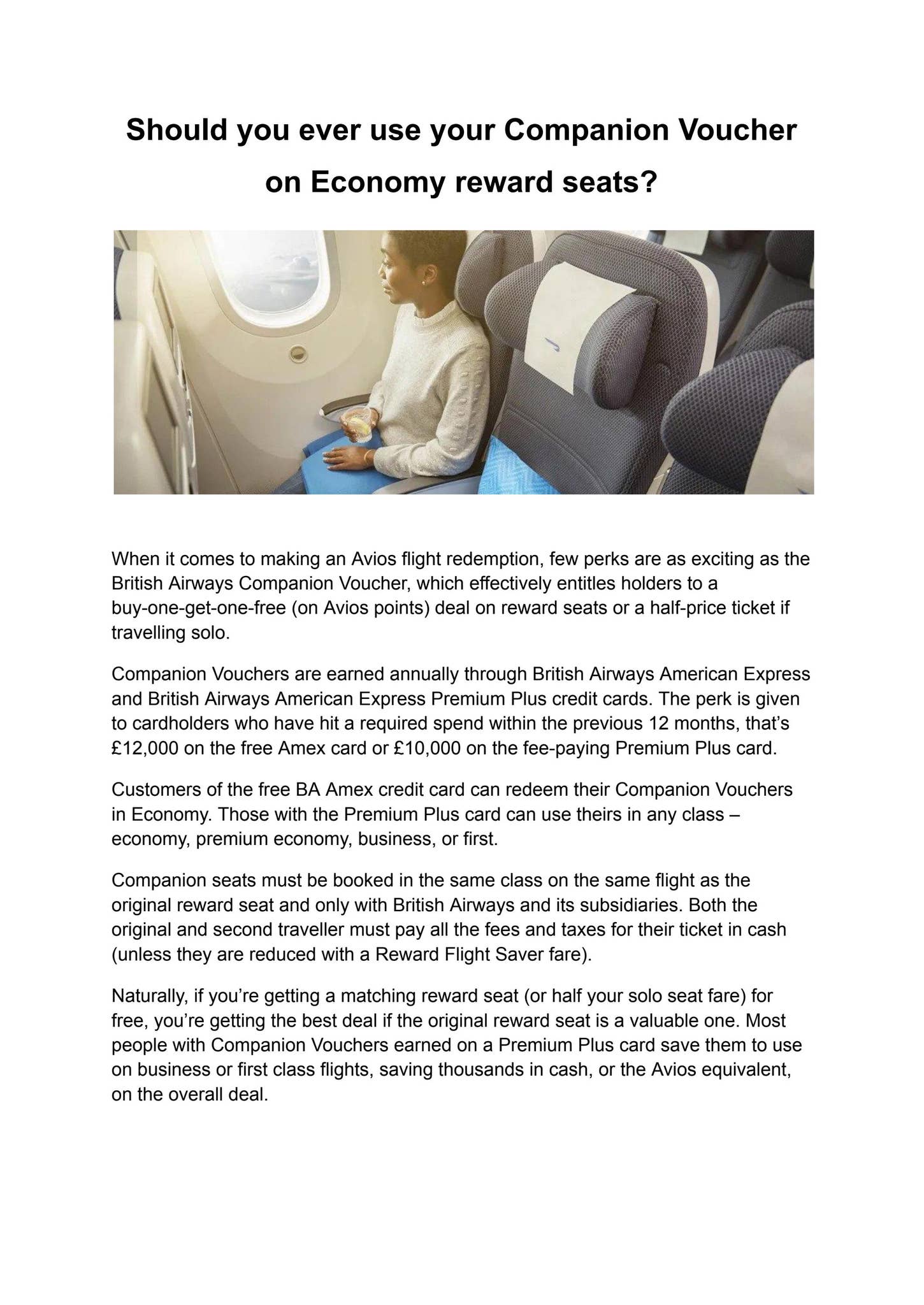 Should you ever use your Companion Voucher on Economy reward seats? by ...