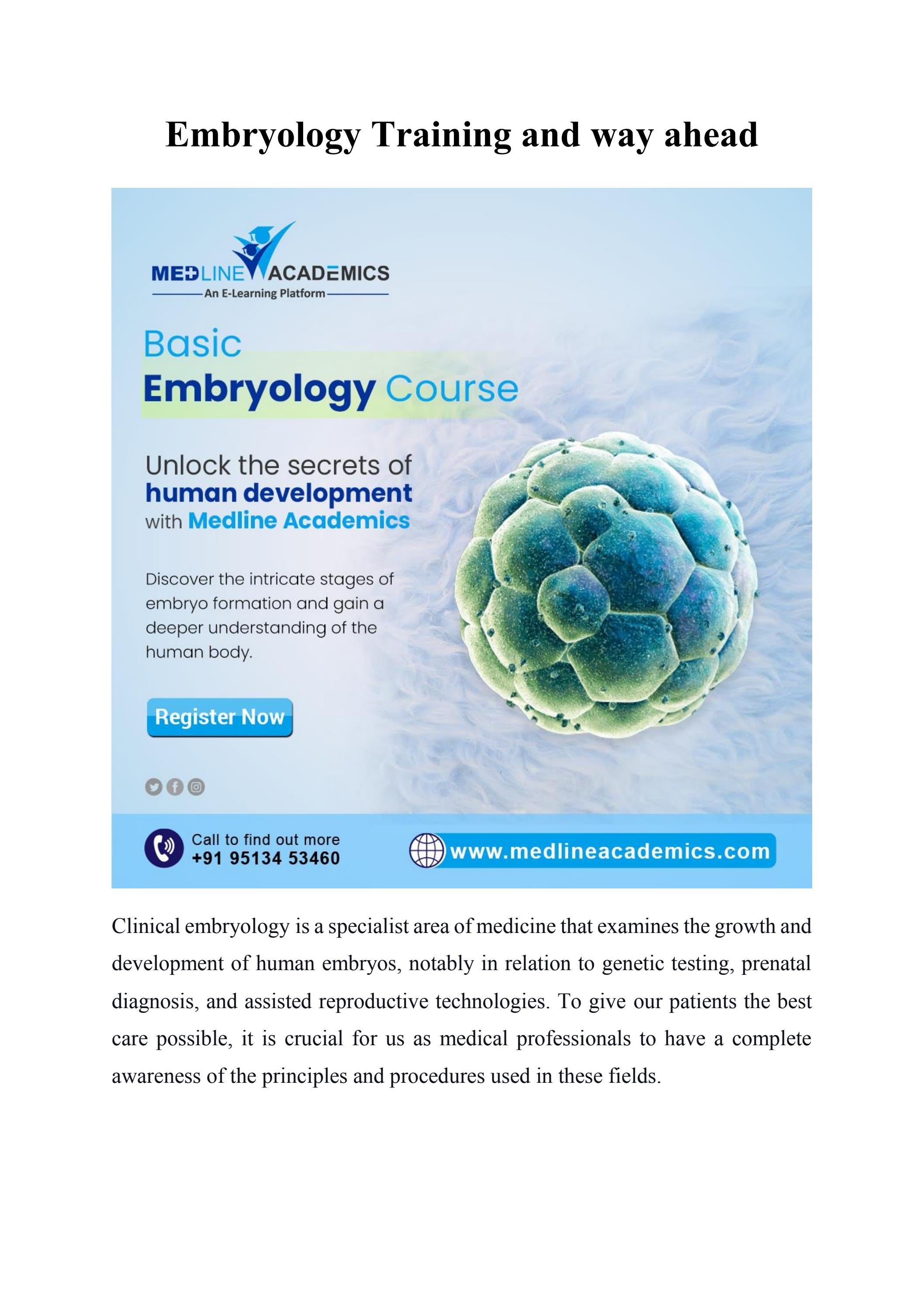 Embryology Training and way ahead by Medline Academics - Issuu