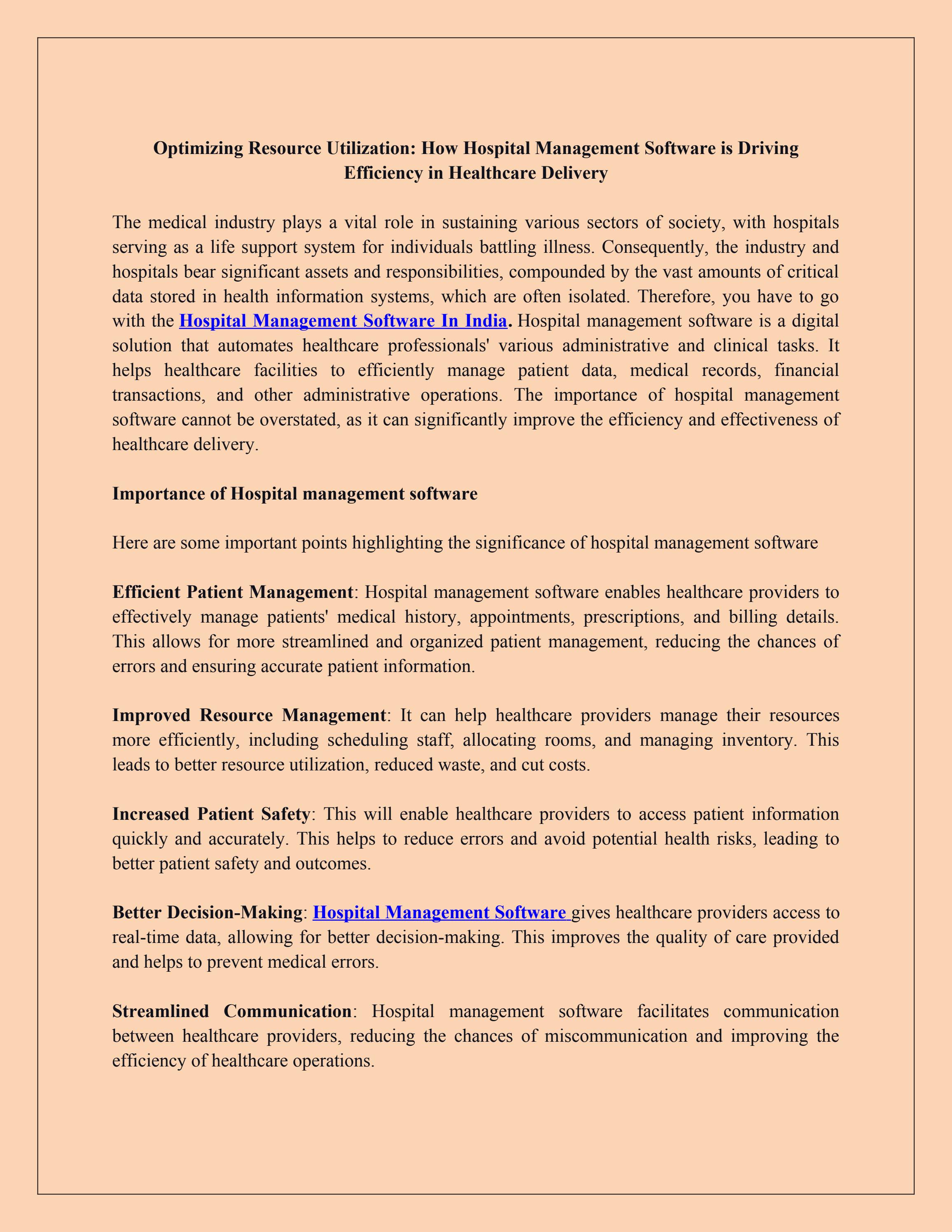 Optimizing Resource Utilization: How Hospital Management Software is ...