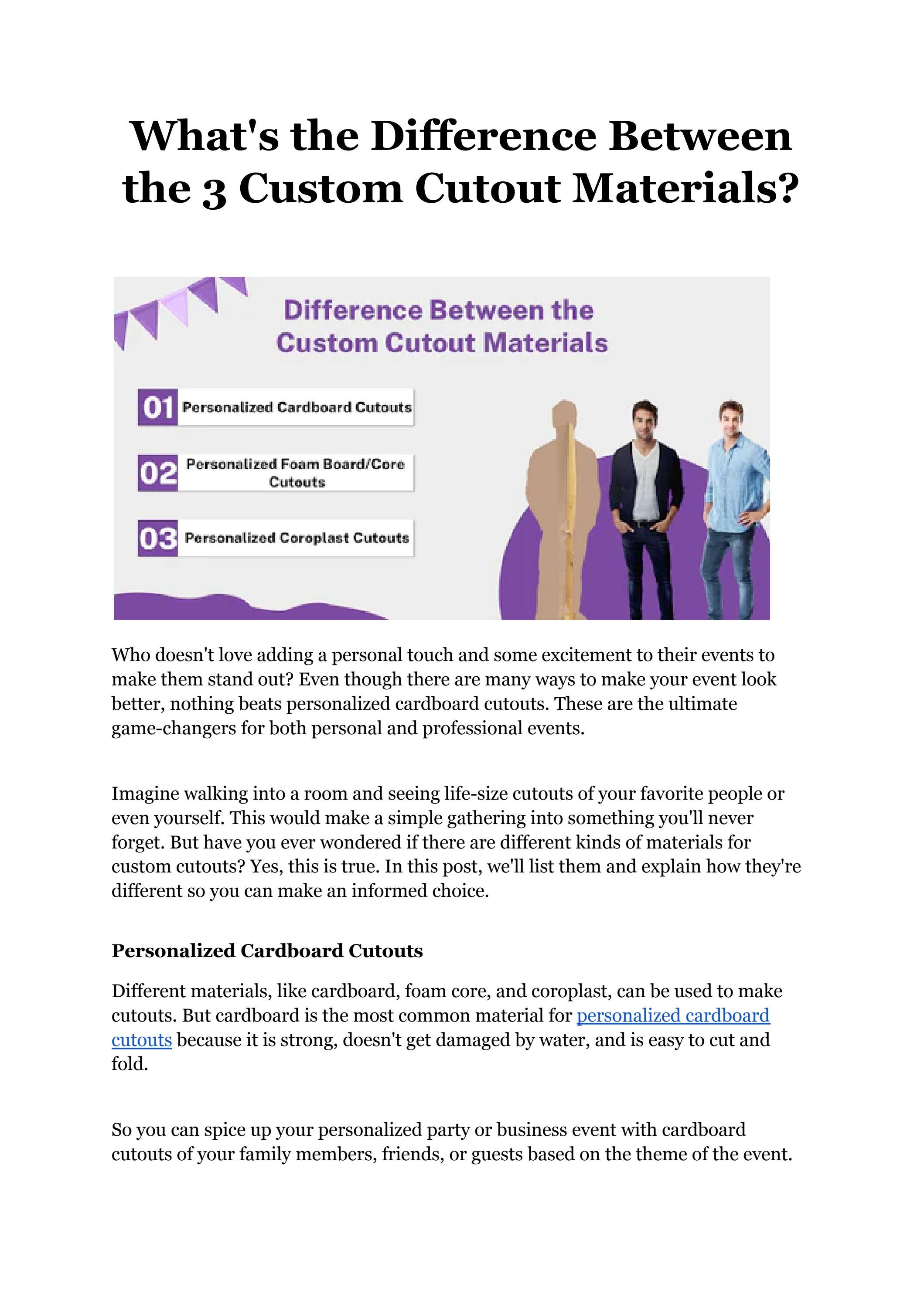 Difference Between The 3 Custom Cutout Materials by All Personalization ...