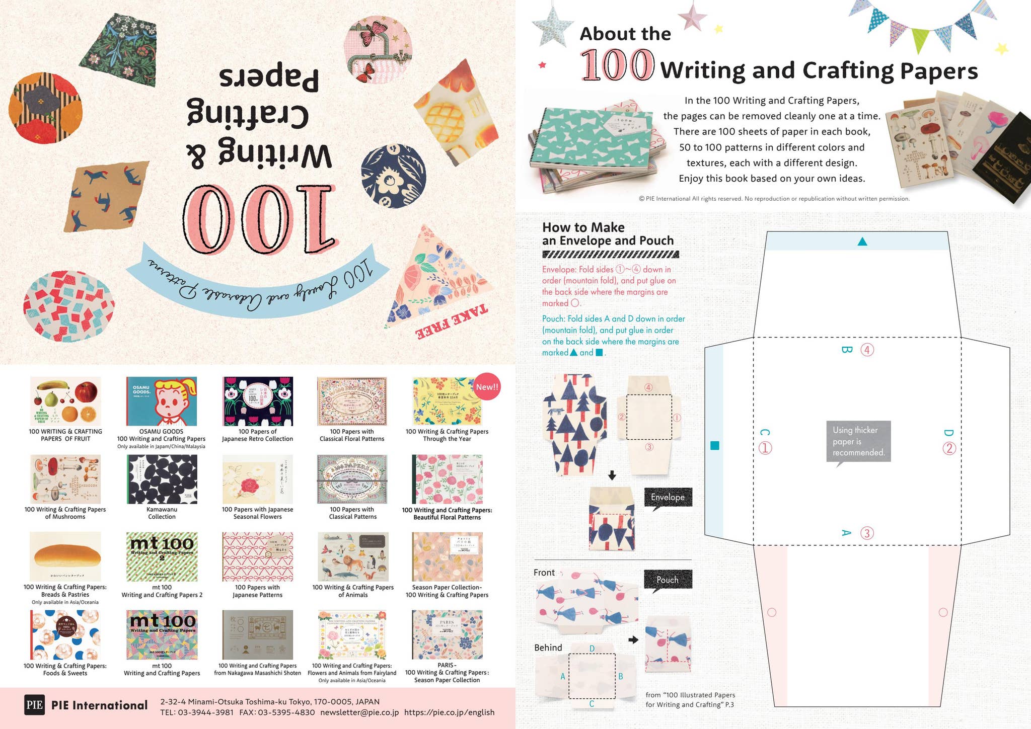 100 Writing & Crafting Papers series Sales Sheet by PIE International ...