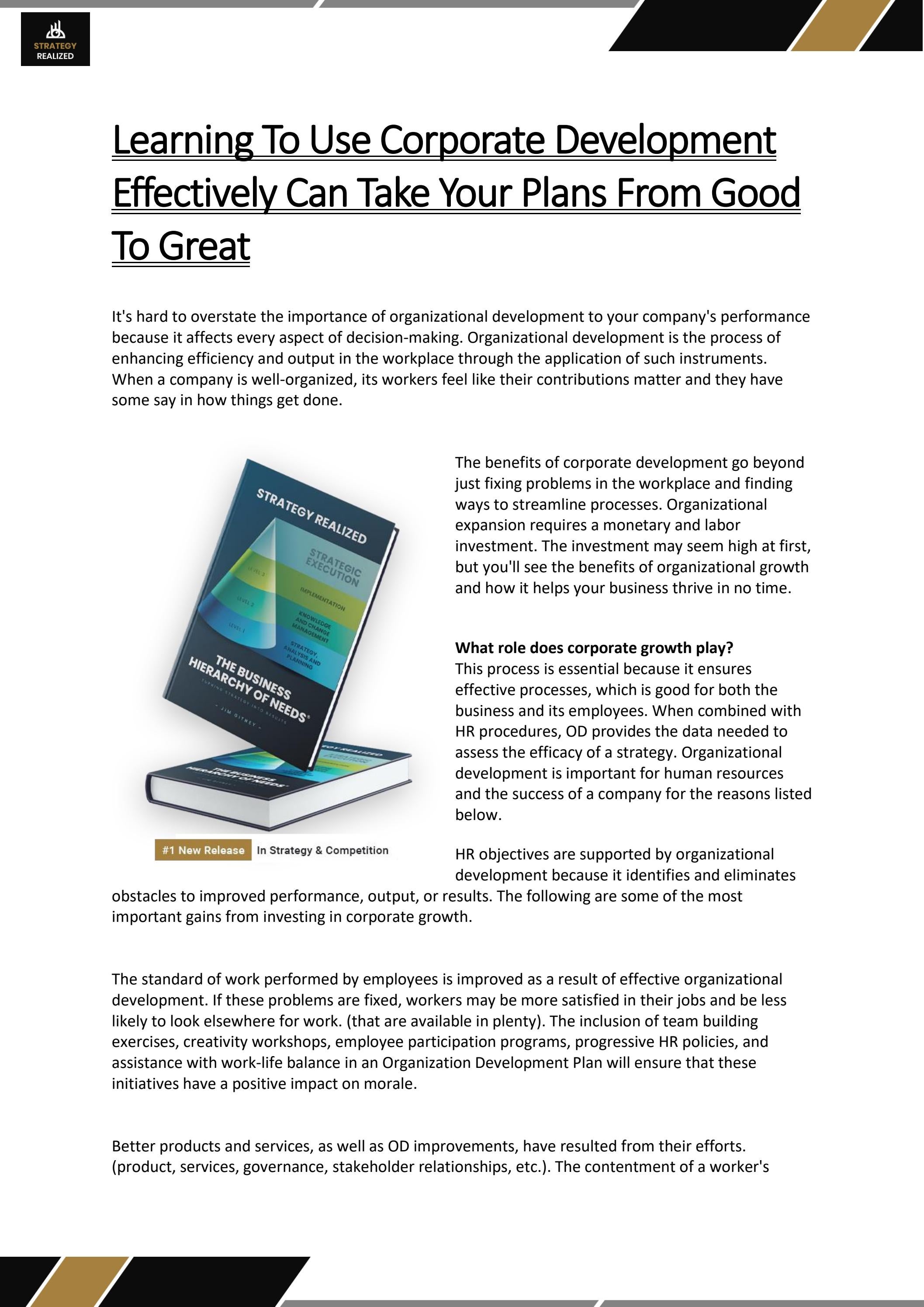 Learning To Use Corporate Development Effectively Can Take Your Plans ...