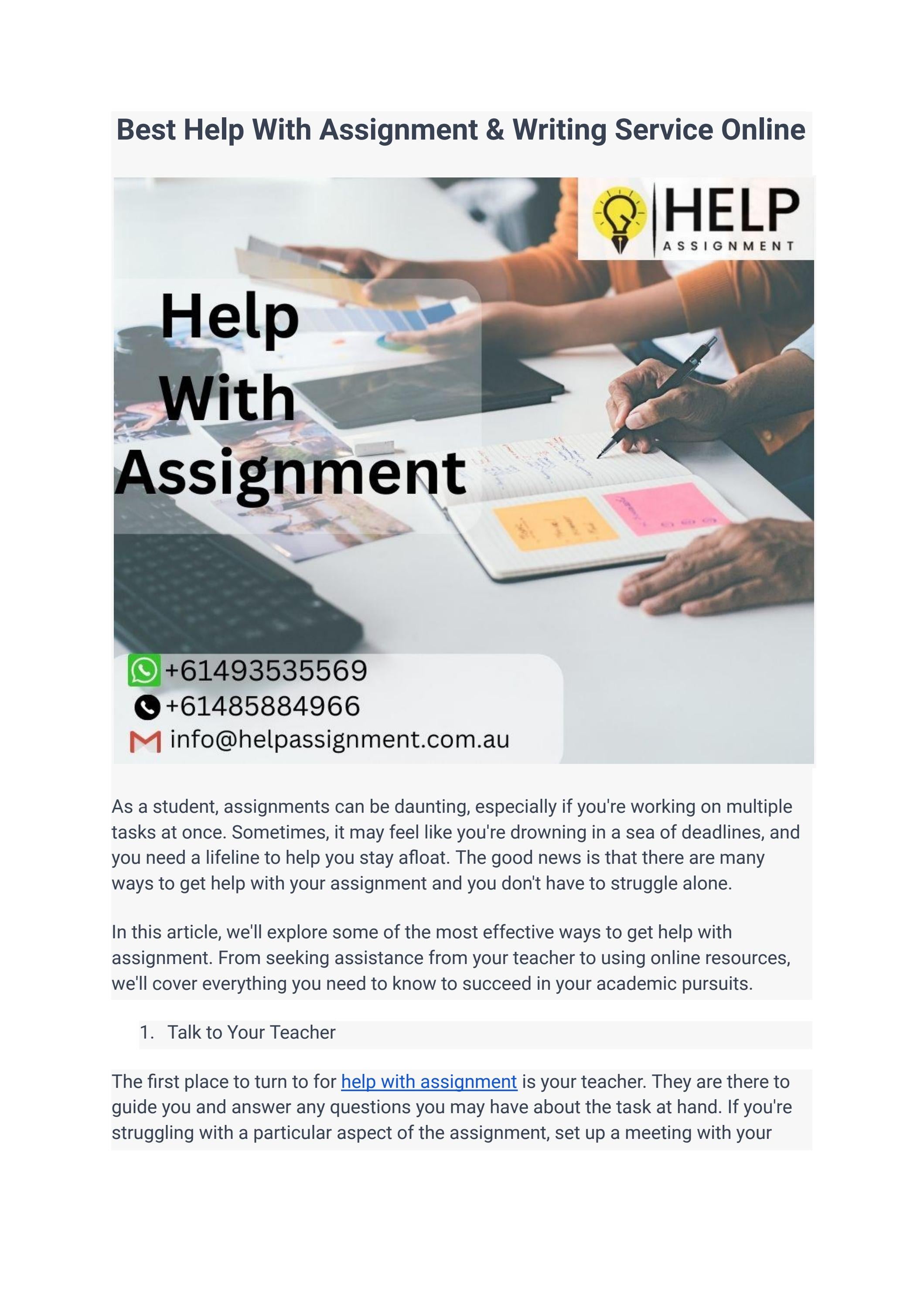 Best Help With Assignment & Writing Service Online by William Jones - Issuu