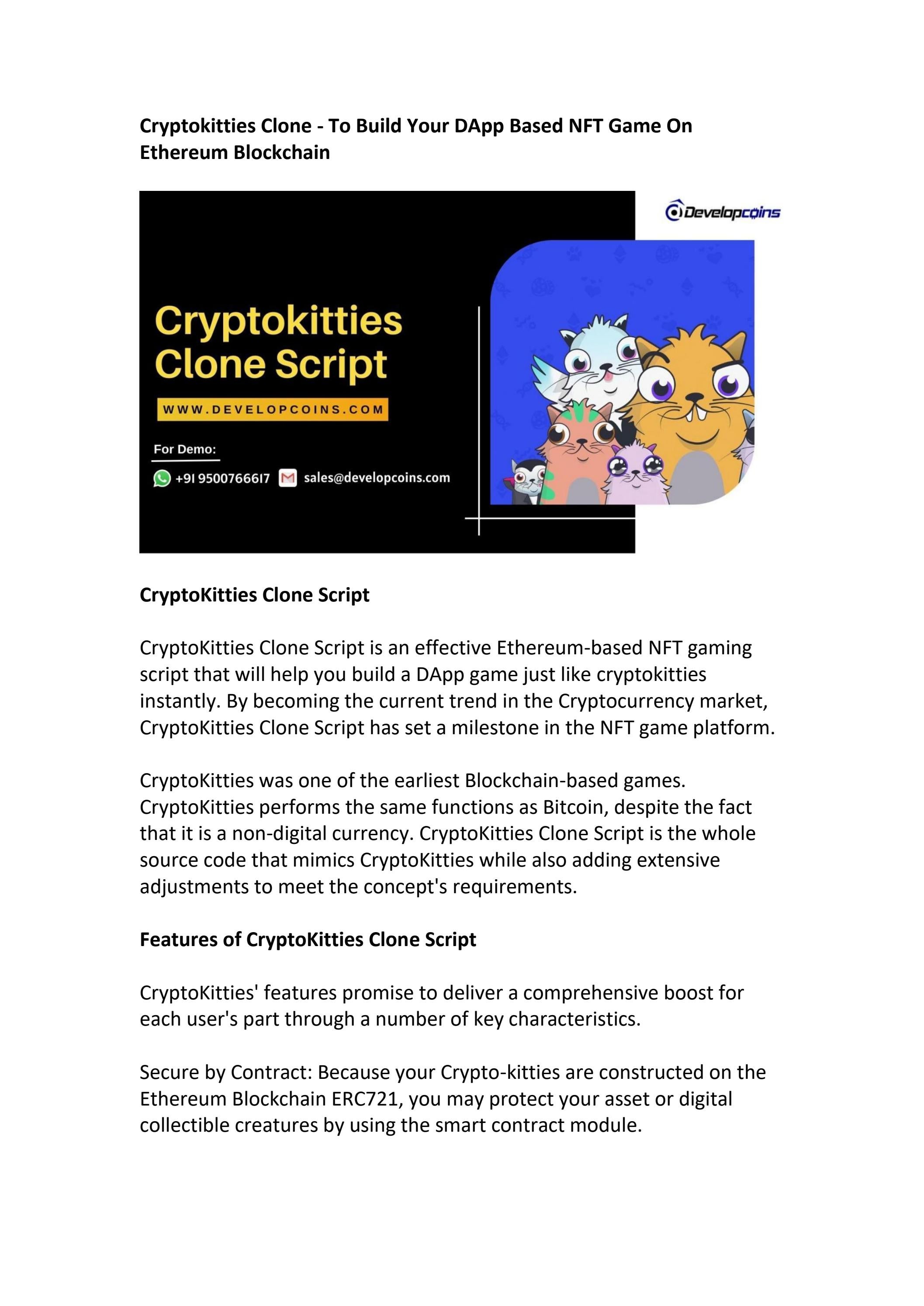 Cryptokitties Clone Script To Build Your Own Nft Game By Leodavis Issuu