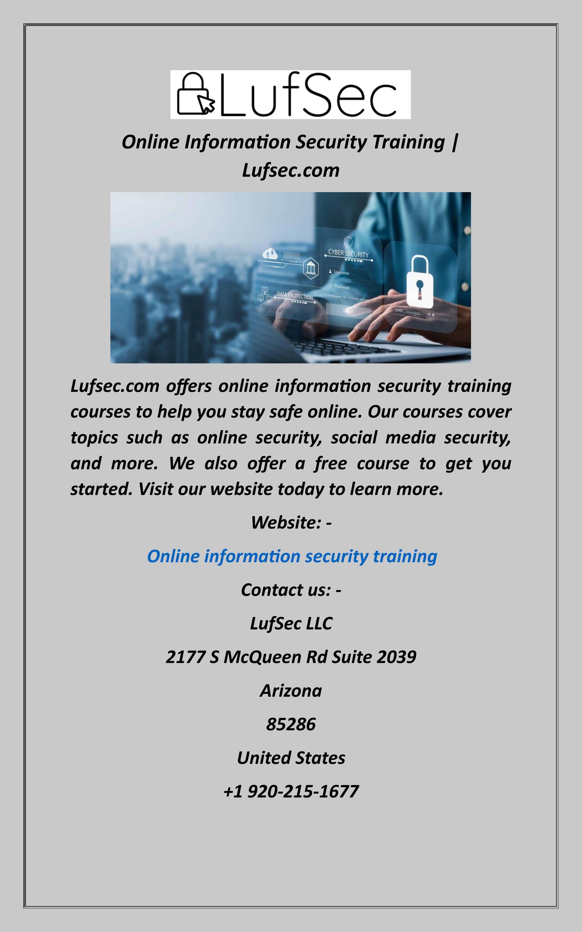 Online Information Security Training By Lufsec Llc Issuu 