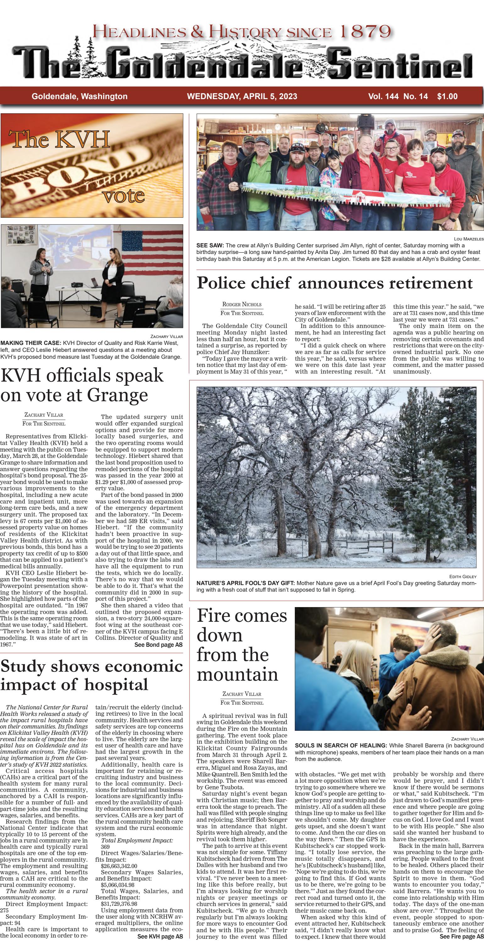 Goldendale Sentinel April 5, 2023 by Goldendale Sentinel - Issuu