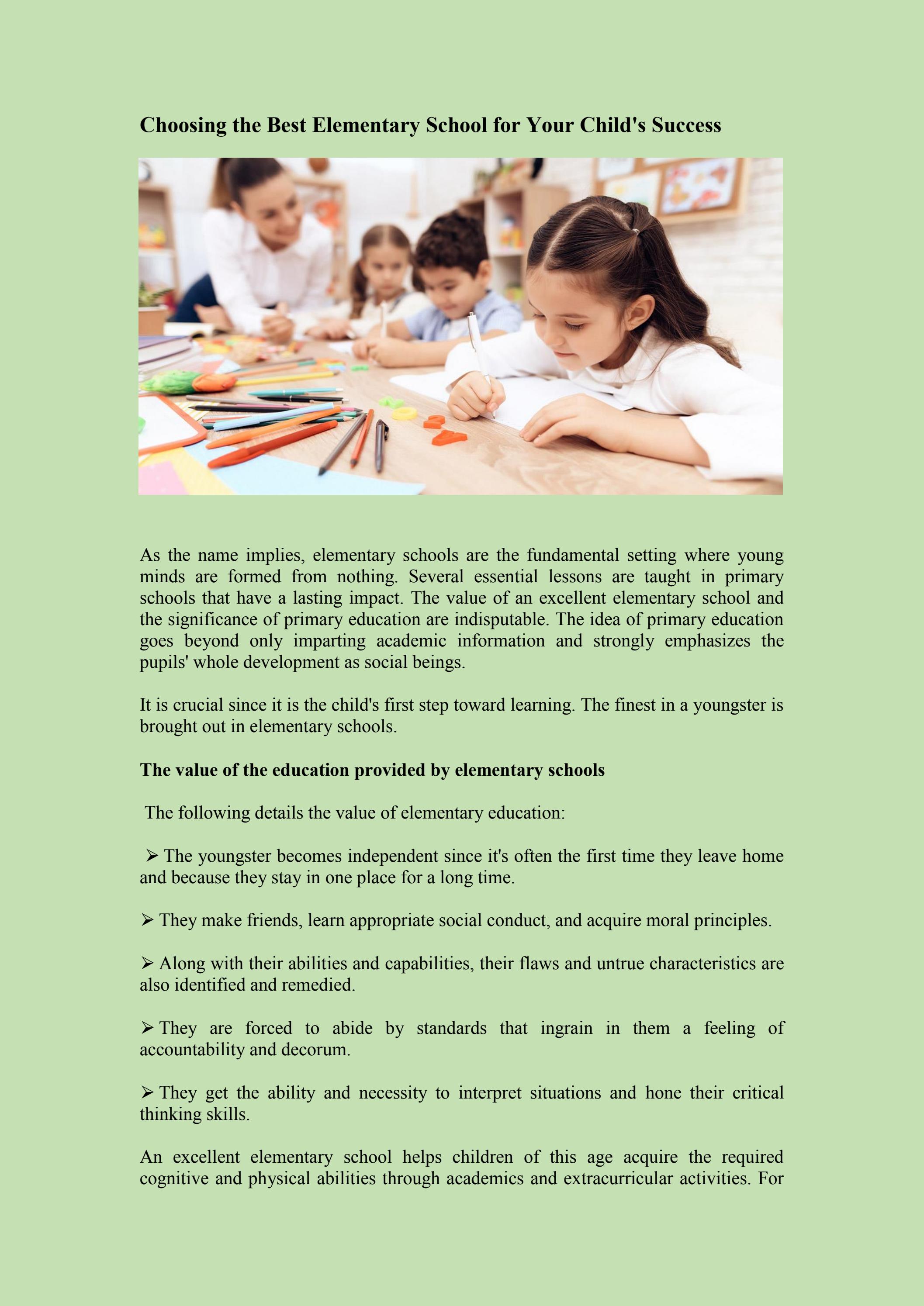 Choosing The Best Elementary School For Your Child s Success By USCA Choosing The Best Elementary School For Your Child s Success By USCA