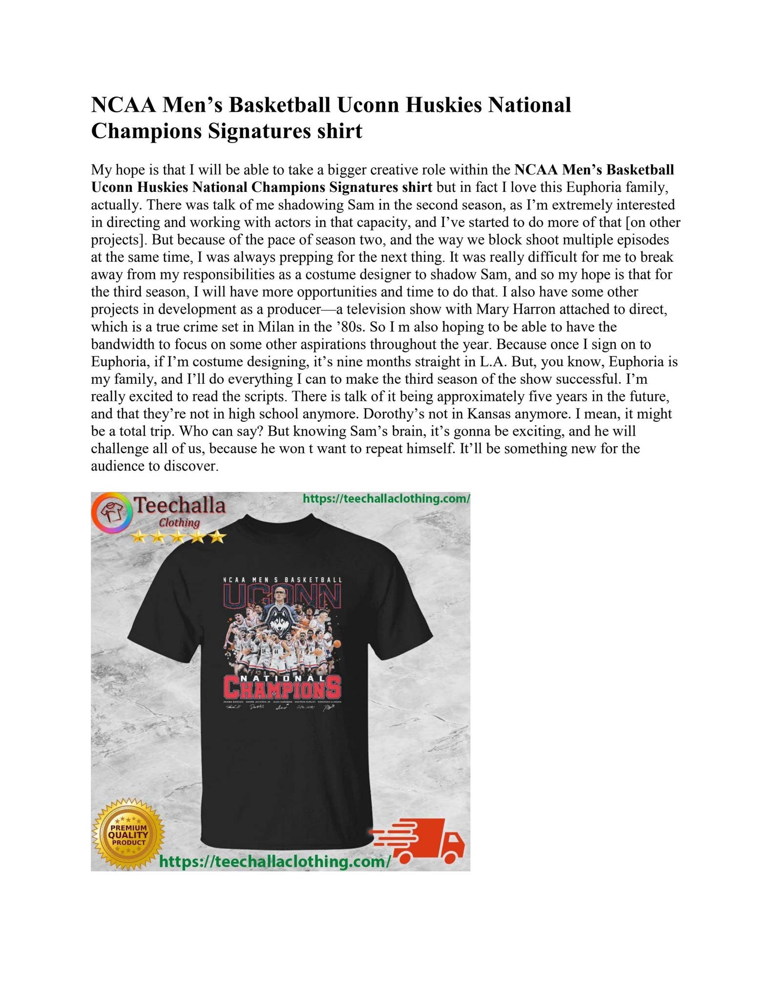 NCAA Men’s Basketball Uconn Huskies National Champions Signatures shirt ...