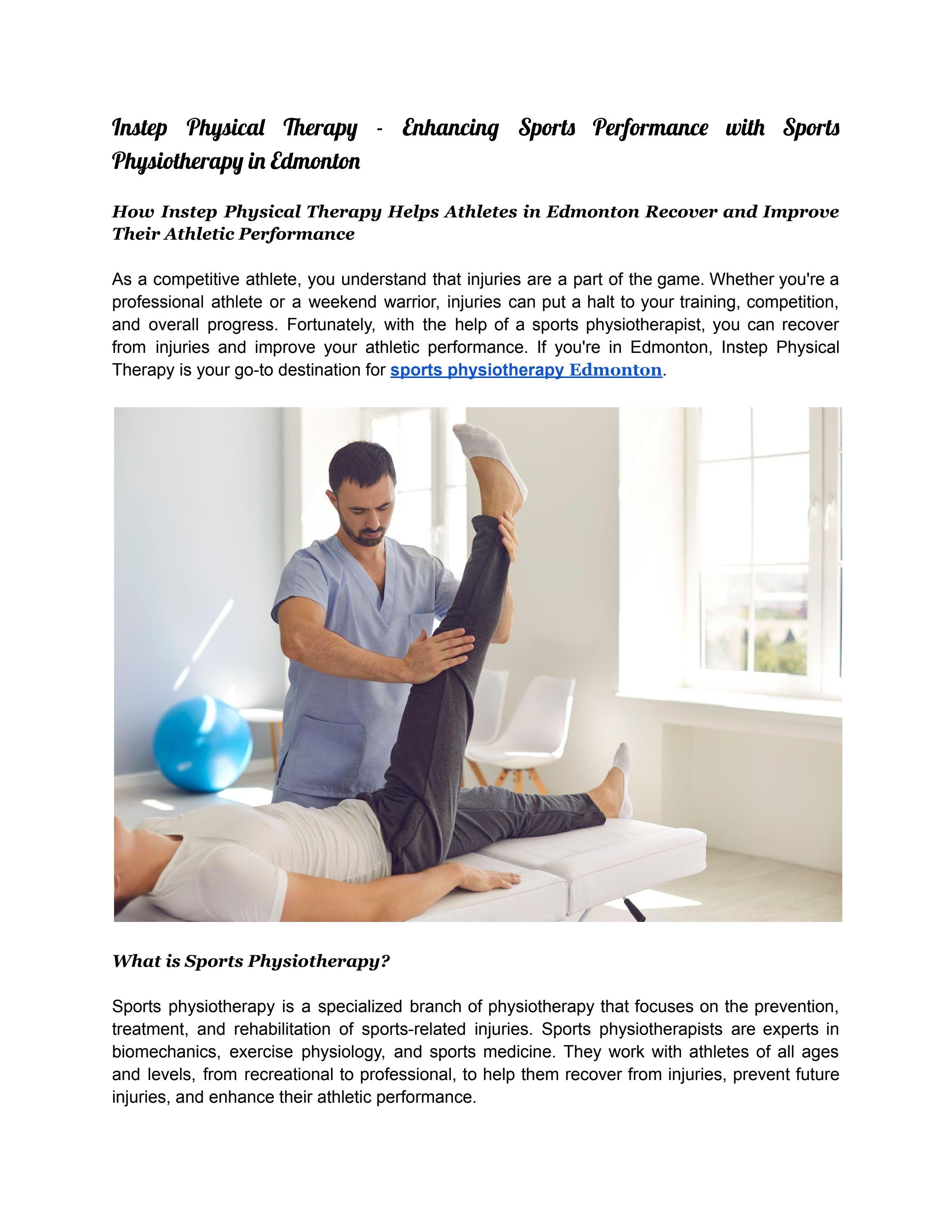 Enhancing Sports Performance with Sports Physiotherapy in Edmonton by ...