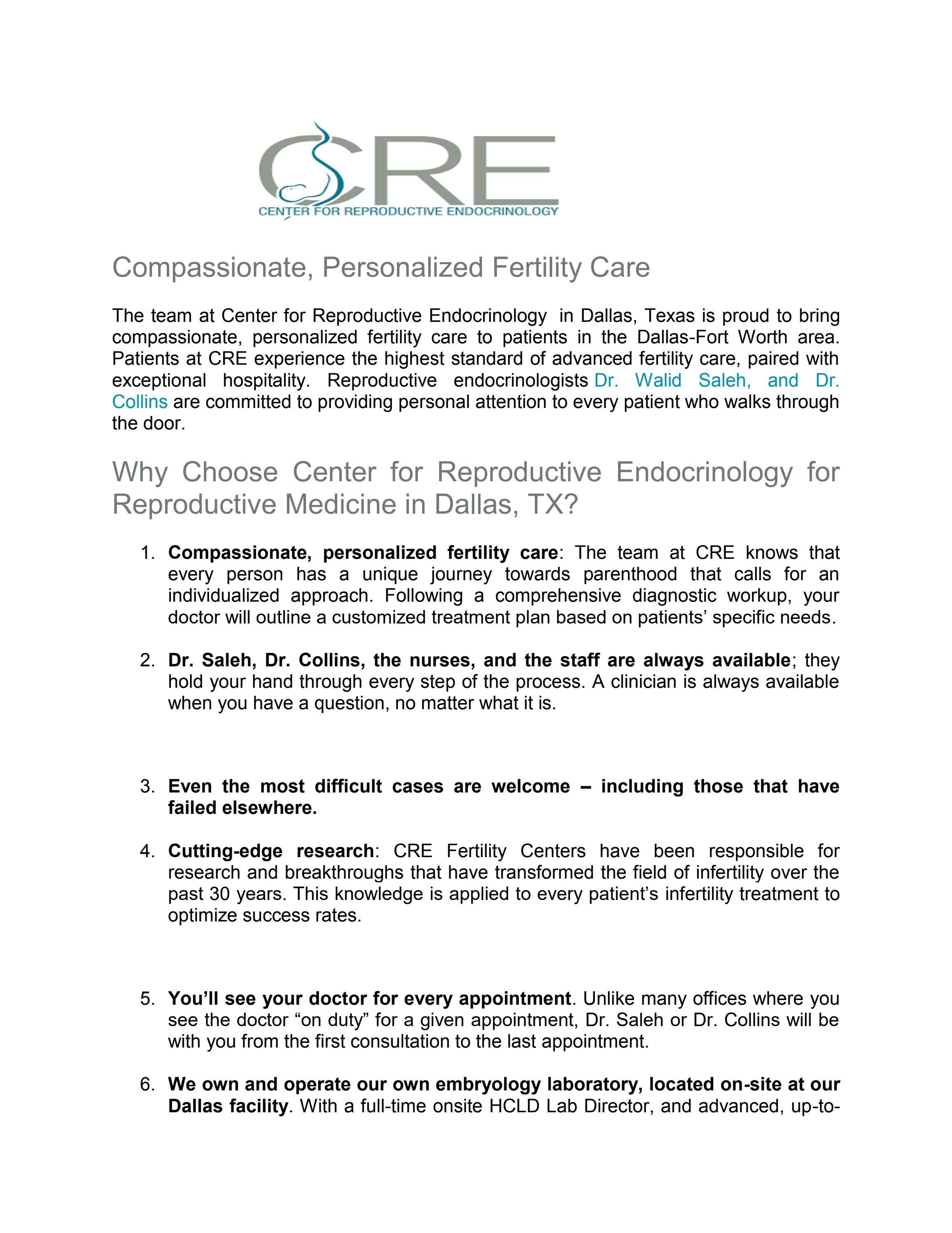 Why Choose Center For Reproductive Endocrinology For Reproductive