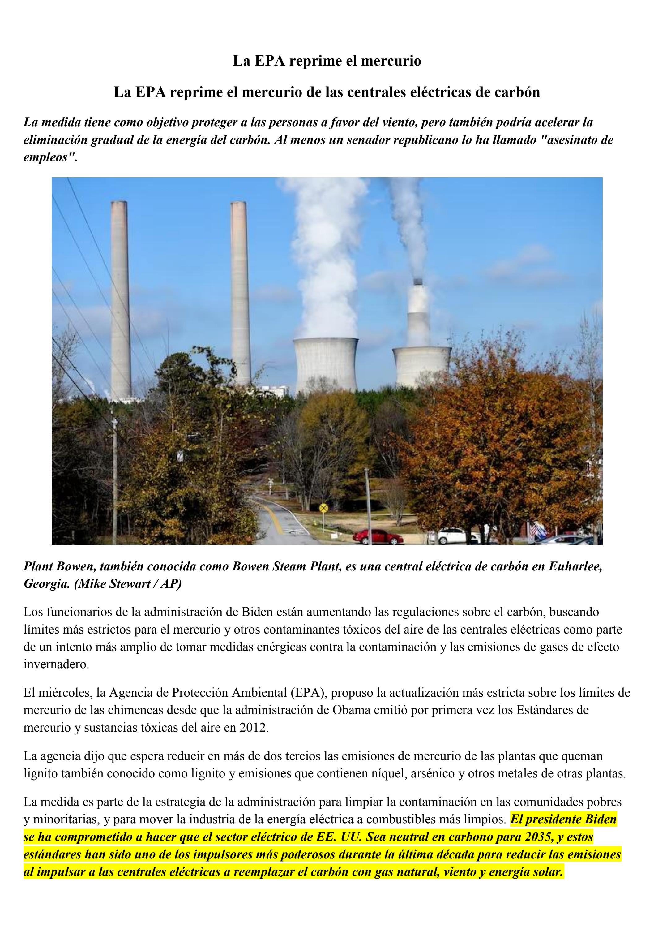 La EPA reprime el mercurio by Martin Lucione - Issuu