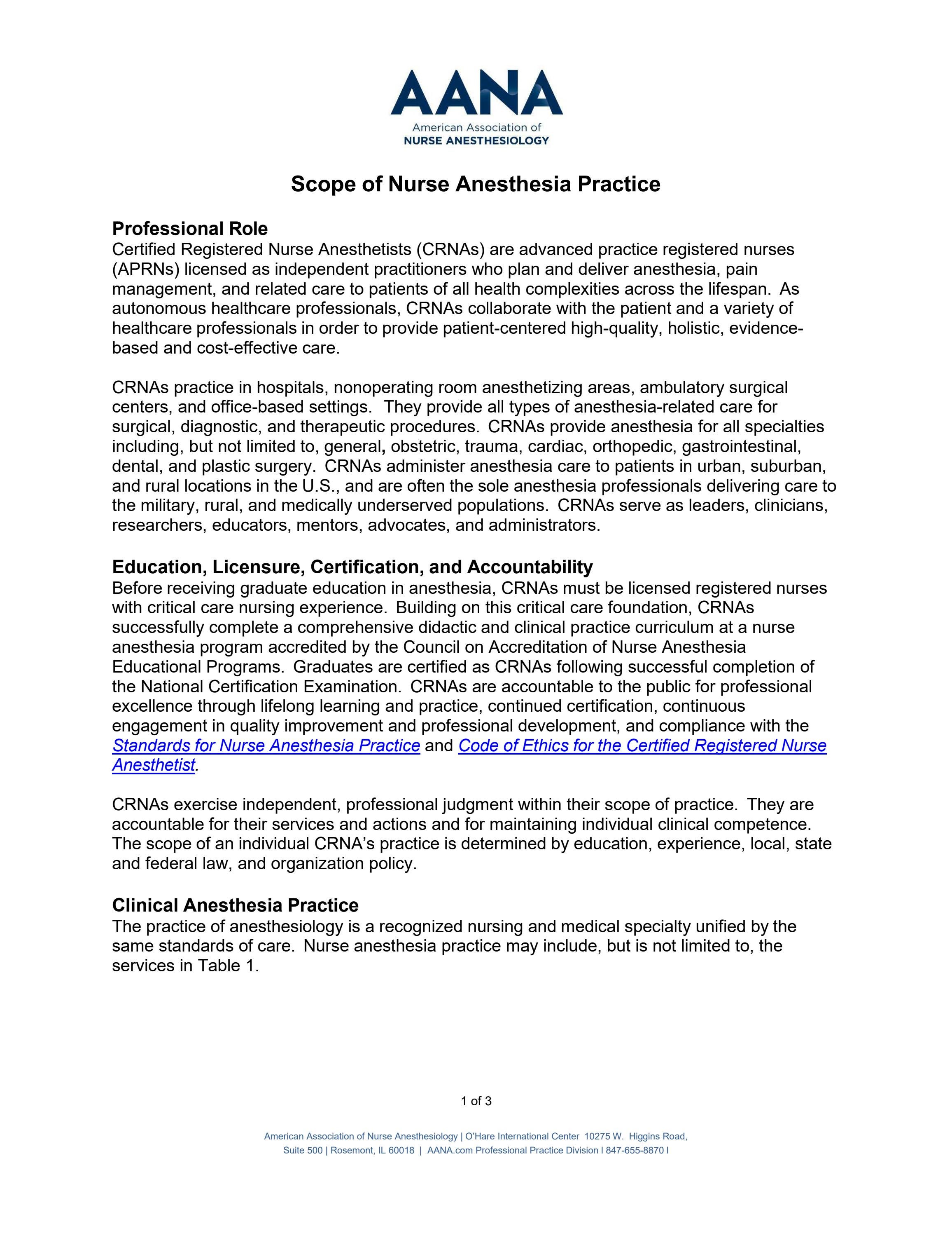 Scope of Nurse Anesthesia Practice by aanapublishing - Issuu