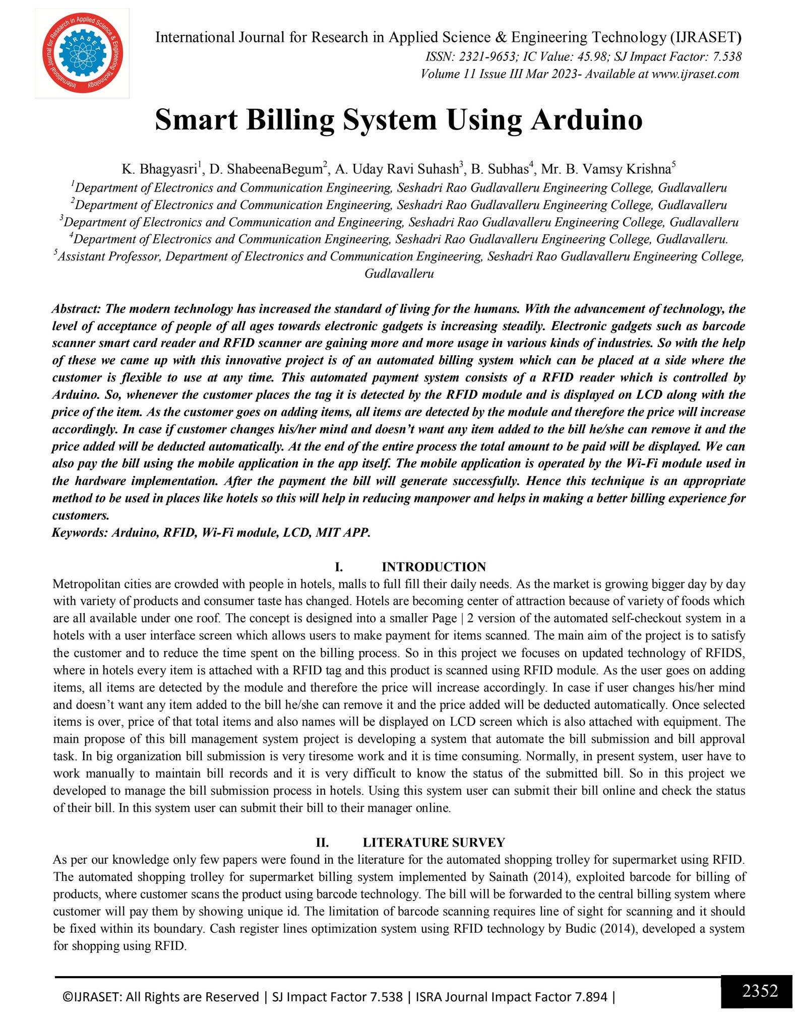 Smart Billing System Using Arduino by IJRASET - Issuu