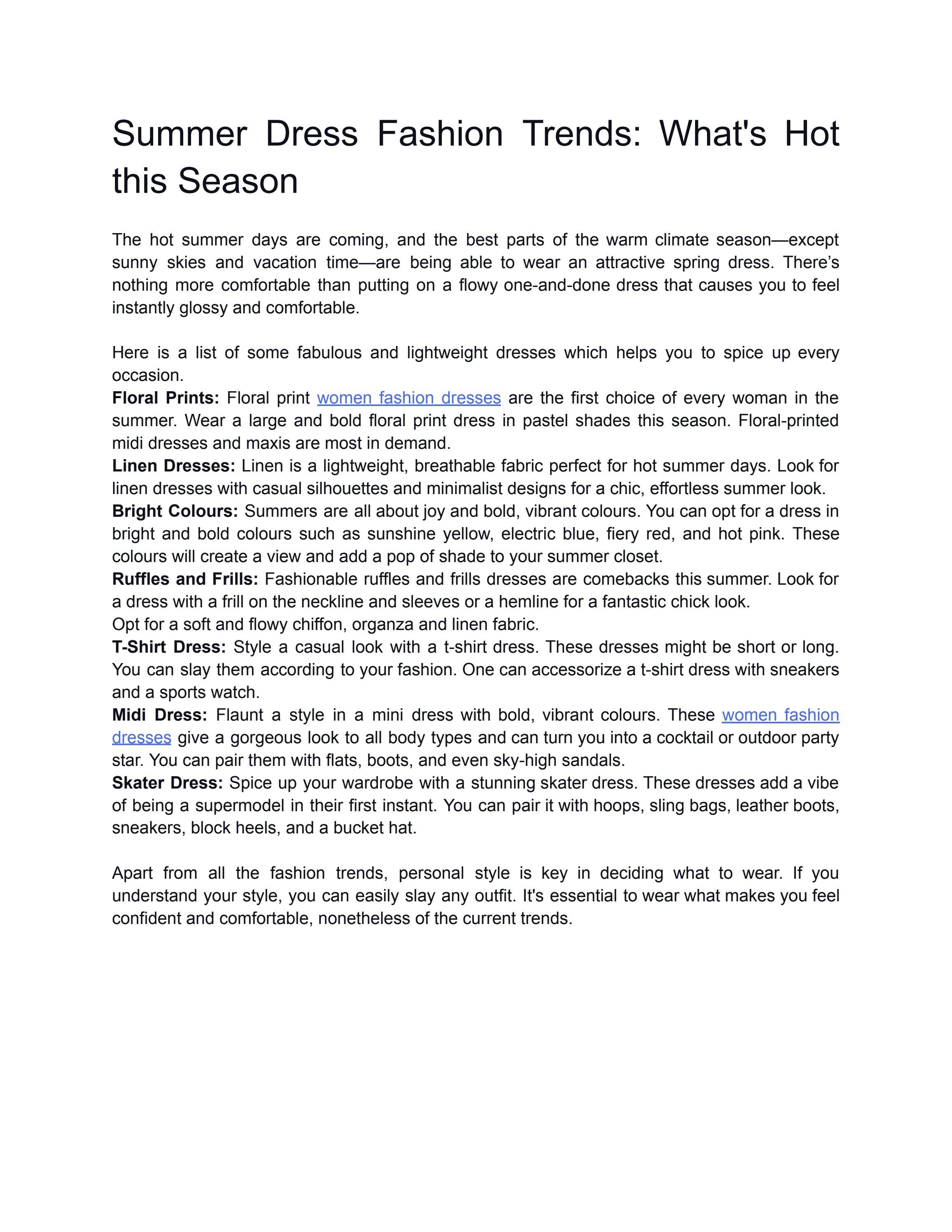 Summer Dress Fashion Trends: What's Hot this Season by WomenTreasures ...