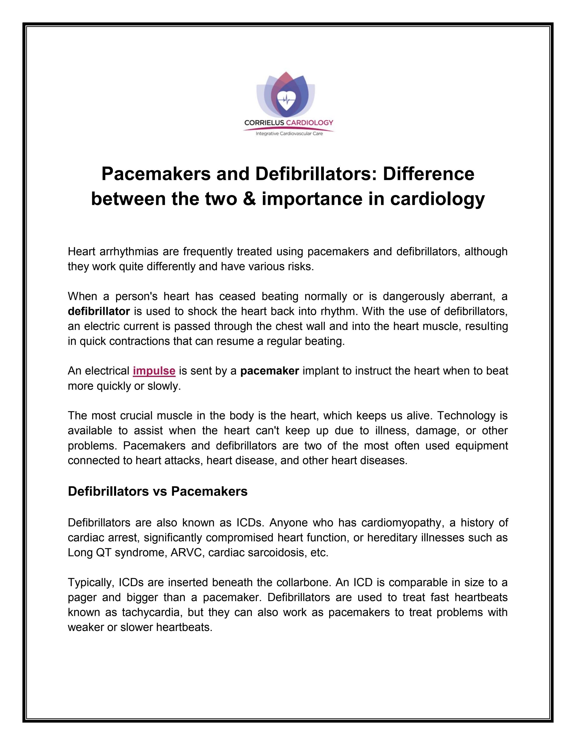 Pacemakers and Defibrillators: Difference between the two & importance ...