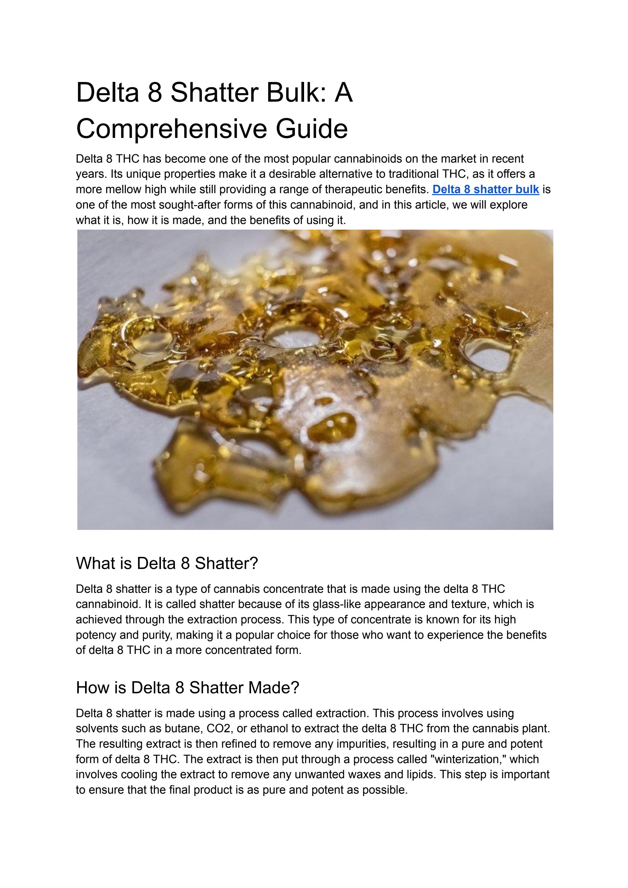 Delta 8 Shatter Bulk: A Comprehensive Guide by williamjames90 - Issuu