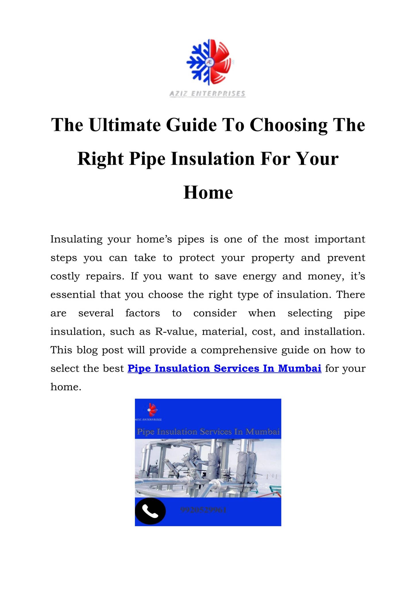 Pipe Insulation Services In Mumbai Call-9920529961 by Aziz Enterprise ...