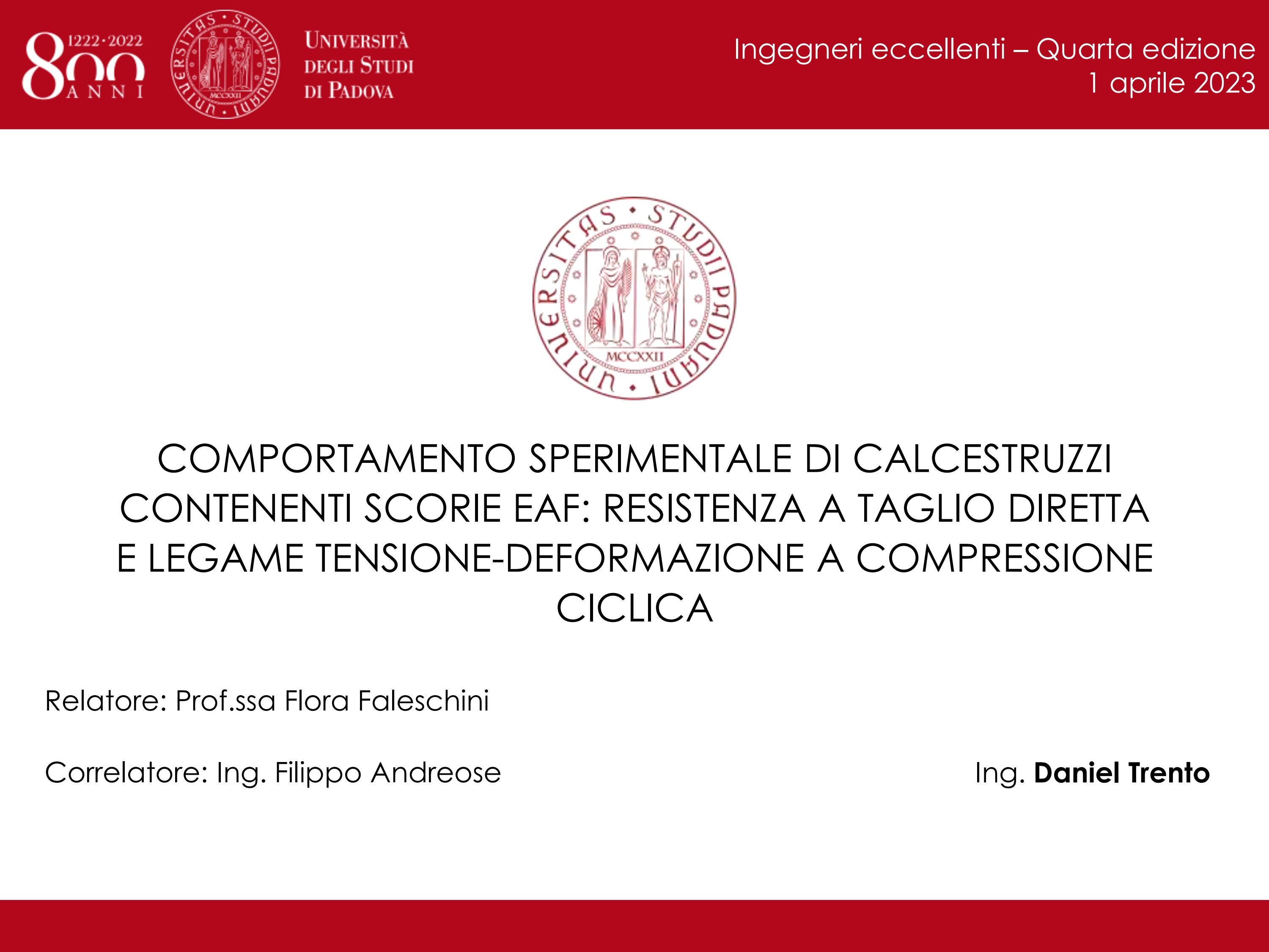 Daniel Trento: Comportamento sperimentale di calcestruzzi contenenti ...