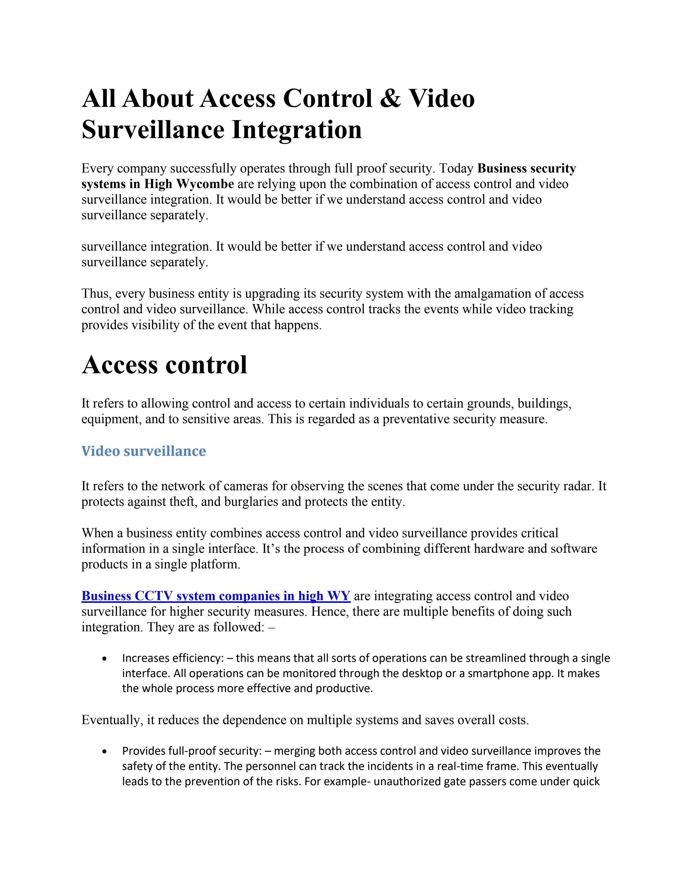 All About Access Control & Video Surveillance Integration by ...