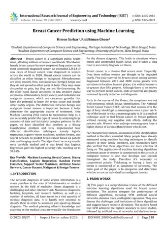 Breast Cancer Prediction using Machine Learning by IRJET Journal - Issuu