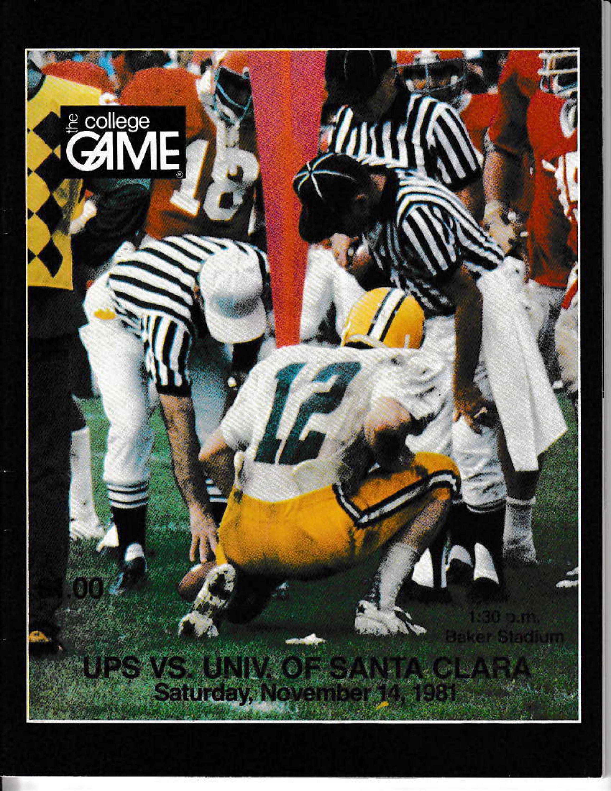 UPS football program vs. Santa Clara Nov. 14, 1981 by Tacoma-Pierce ...
