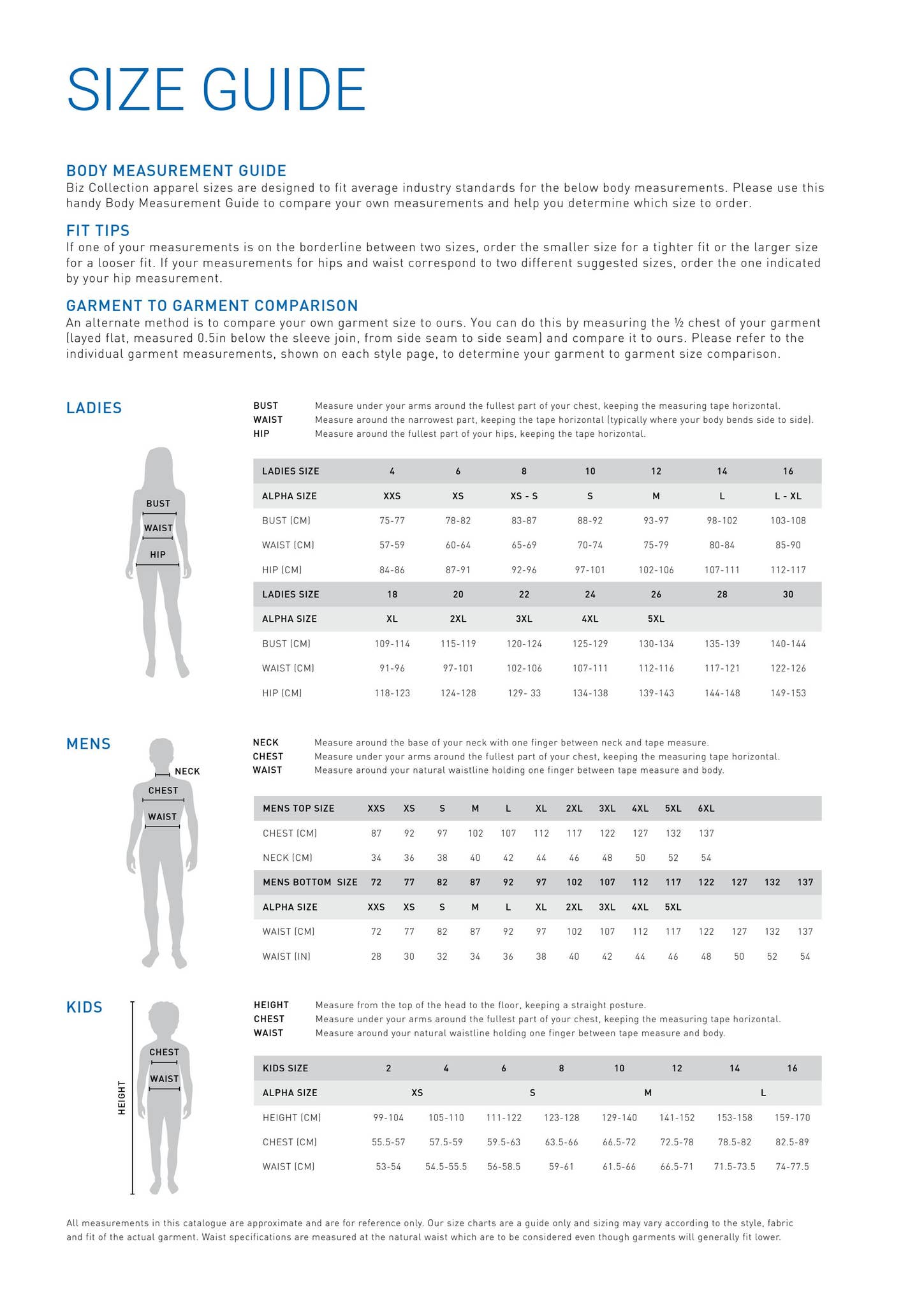 Biz Collection Size Guide by galaxy_catalogues - Issuu
