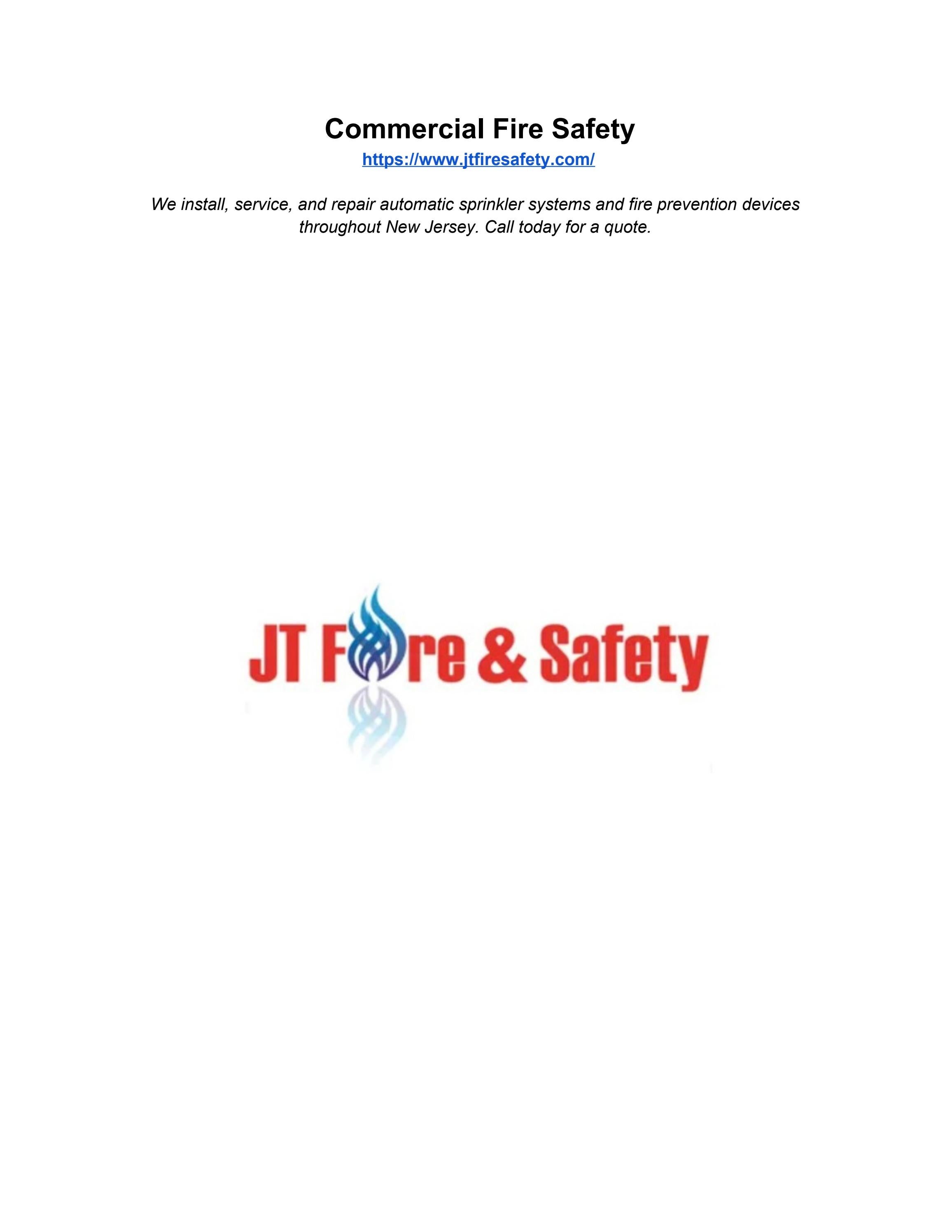 Commercial Fire safety — New Jersey | J.T. Fire and Safety LLC by garyyedwards247 - Issuu