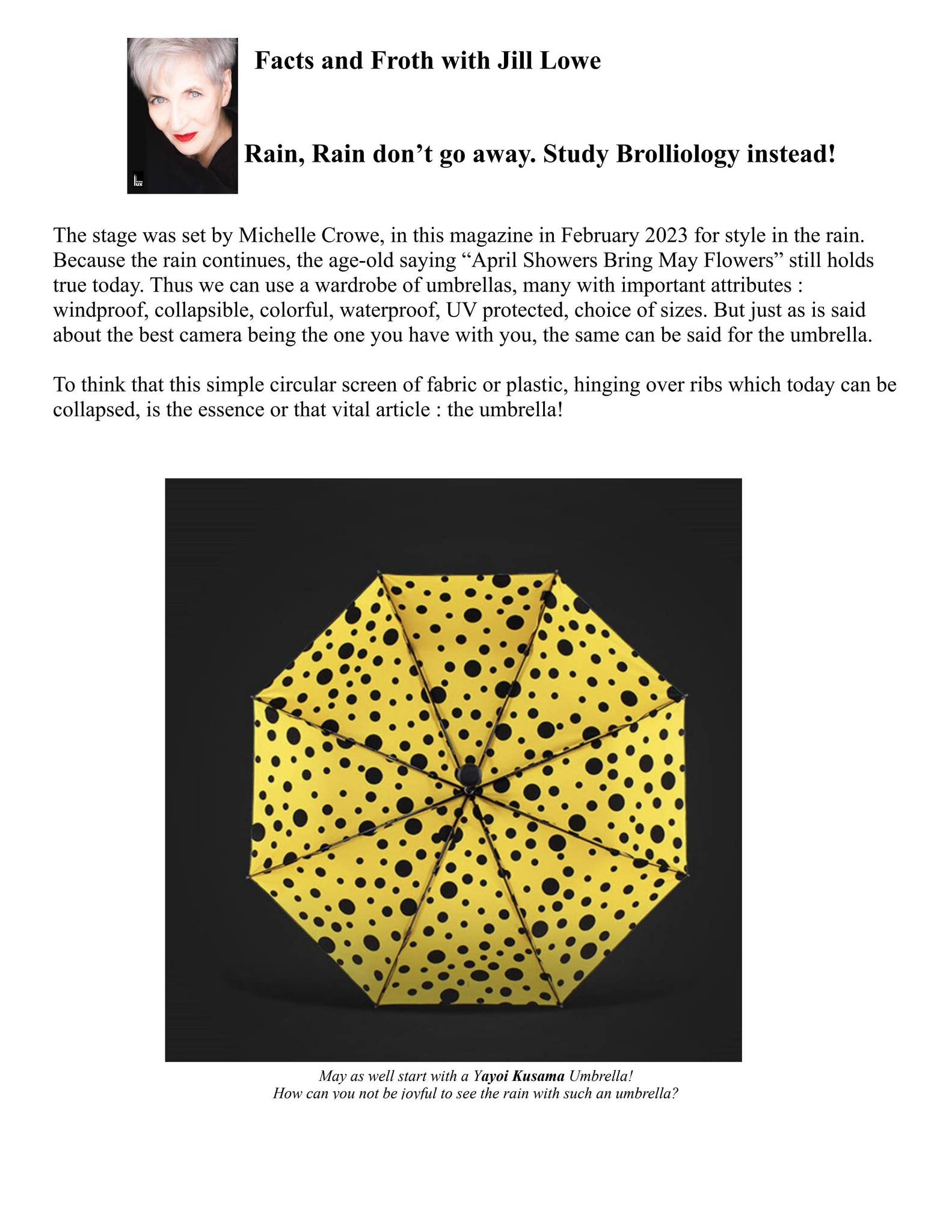 Rain, Rain, dont go away. Study Brolliology instead! by jillylowe - Issuu